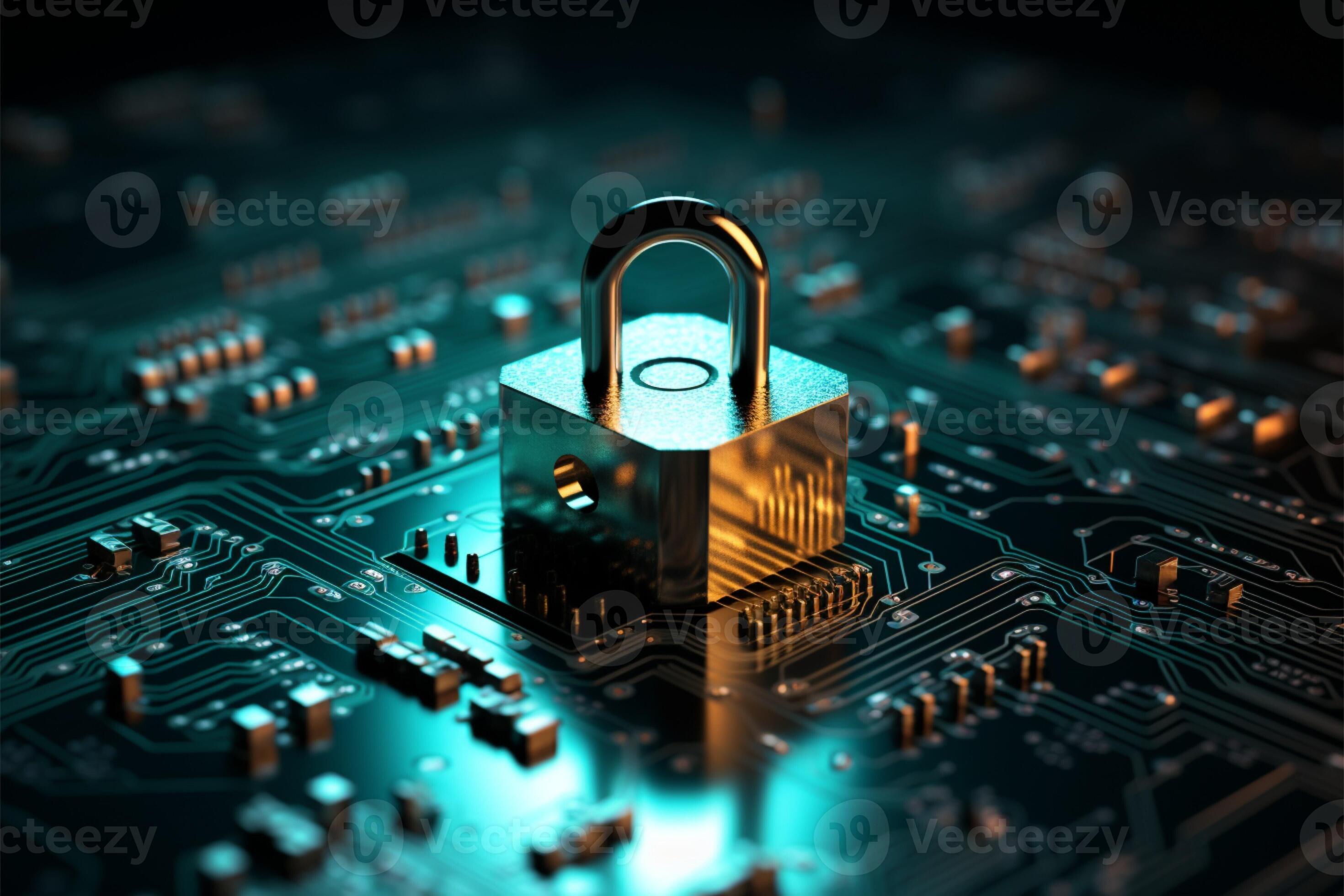 Craft a visual with a padlock, key, and binary code AI Generated ...