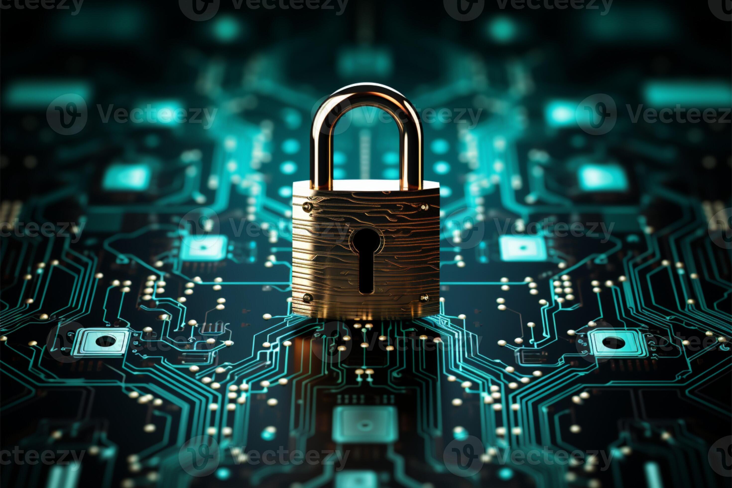 Digital lock icon, emblematic of network security powered by coding AI Generated 33117095 Stock ...