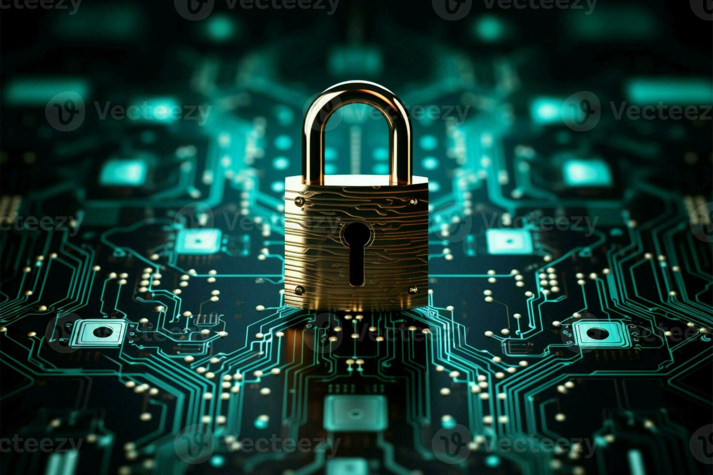 Digital lock icon, emblematic of network security powered by coding AI ...