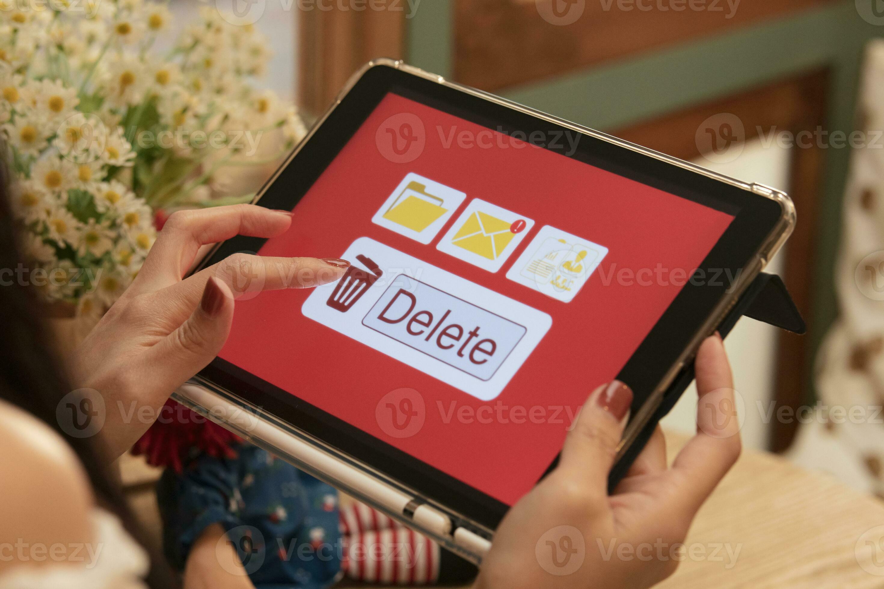 Deleting Documents Junk Mail Electronic Messages Or Personal Information In Tablet System