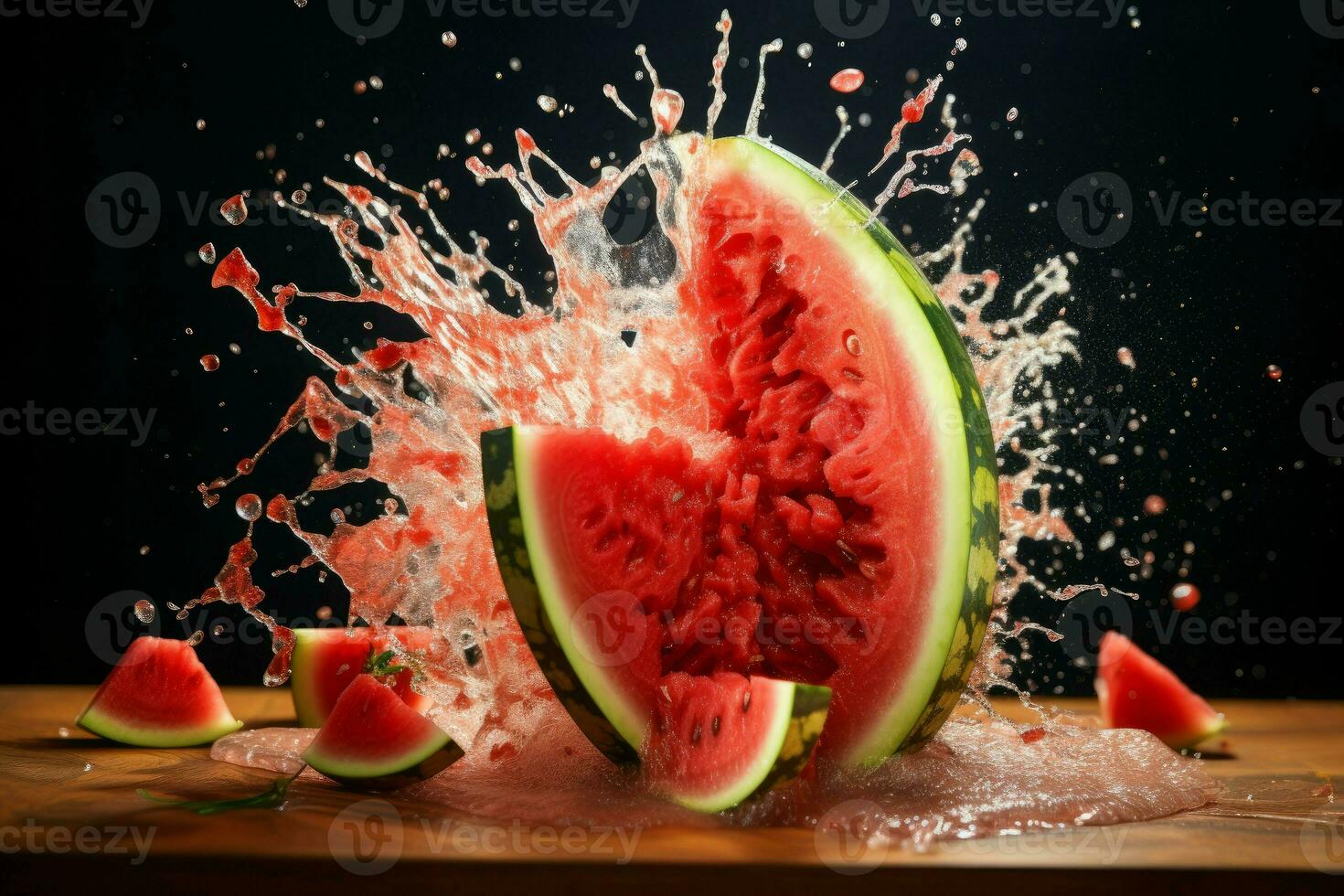 Scattered Fresh watermelon exploding pieces. Generate Ai 33119943 Stock ... Scattered Fresh watermelon exploding pieces. Generate Ai 33119943 Stock ...