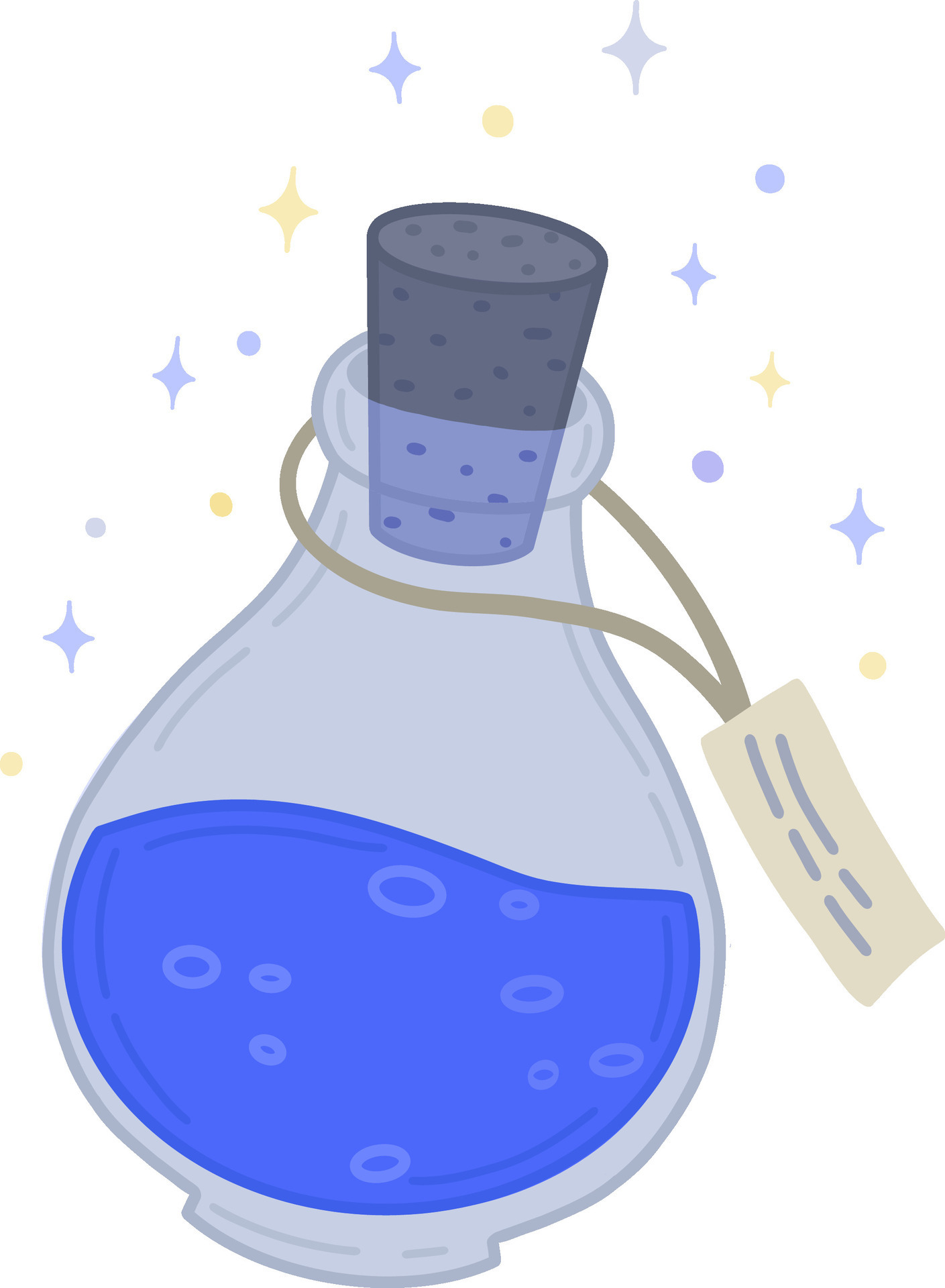 Vector illustration of a magic elixir. A bottle with a magic elixir for ...