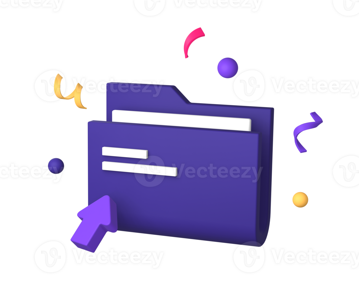 3d purple illustration icon of folder file with pointer cursor for UI ... 3d purple illustration icon of folder file with pointer cursor for UI ...