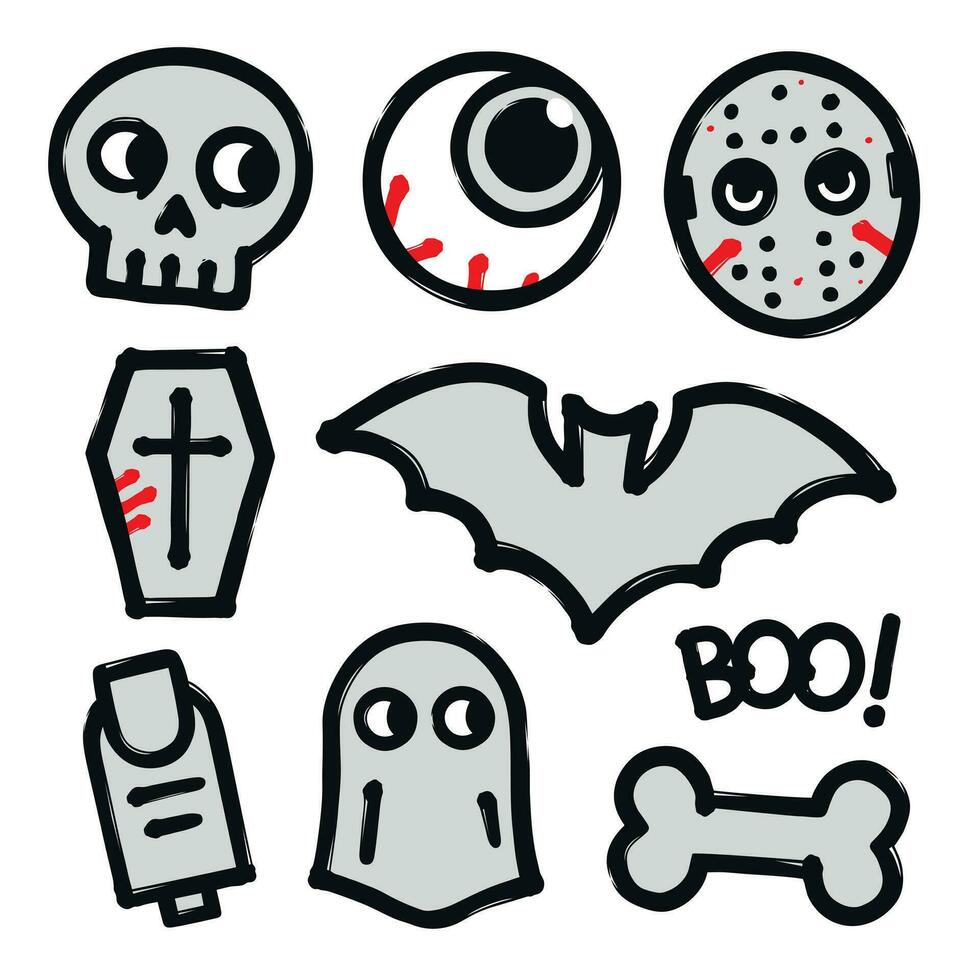 Halloween Hand Drawn Doodle Set 33135147 Vector Art At Vecteezy