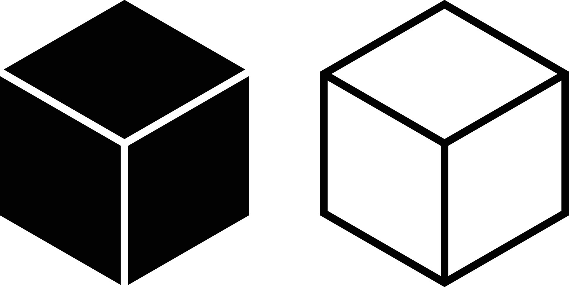 Cube icon set vector in two styles isolated on white background ...