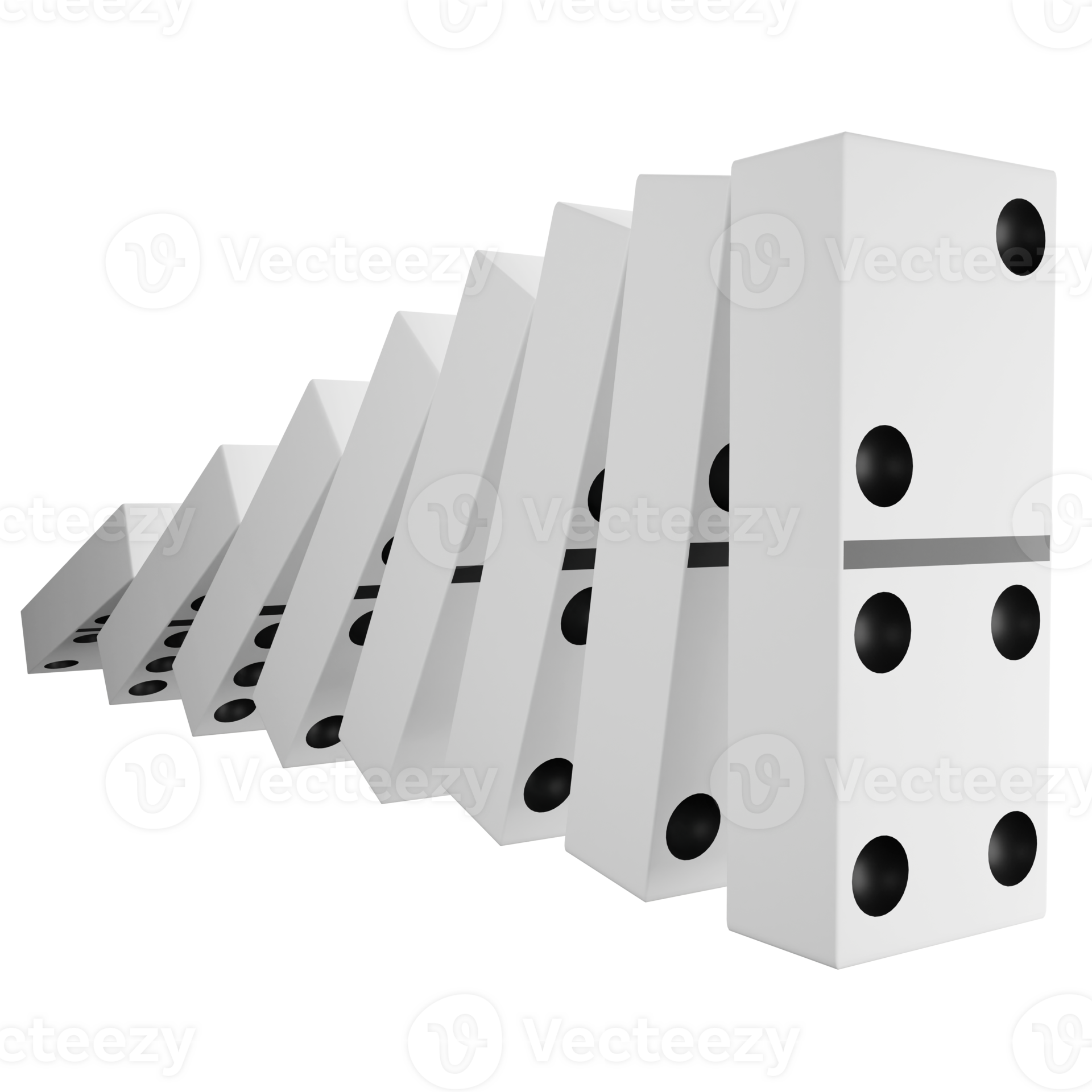 Domino effect clipart flat design icon isolated on transparent background, 3D render ...