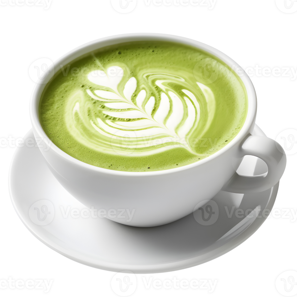 Hot matcha green tea latte art foam isolated on transparent background. AI Generated 33157062 PNG