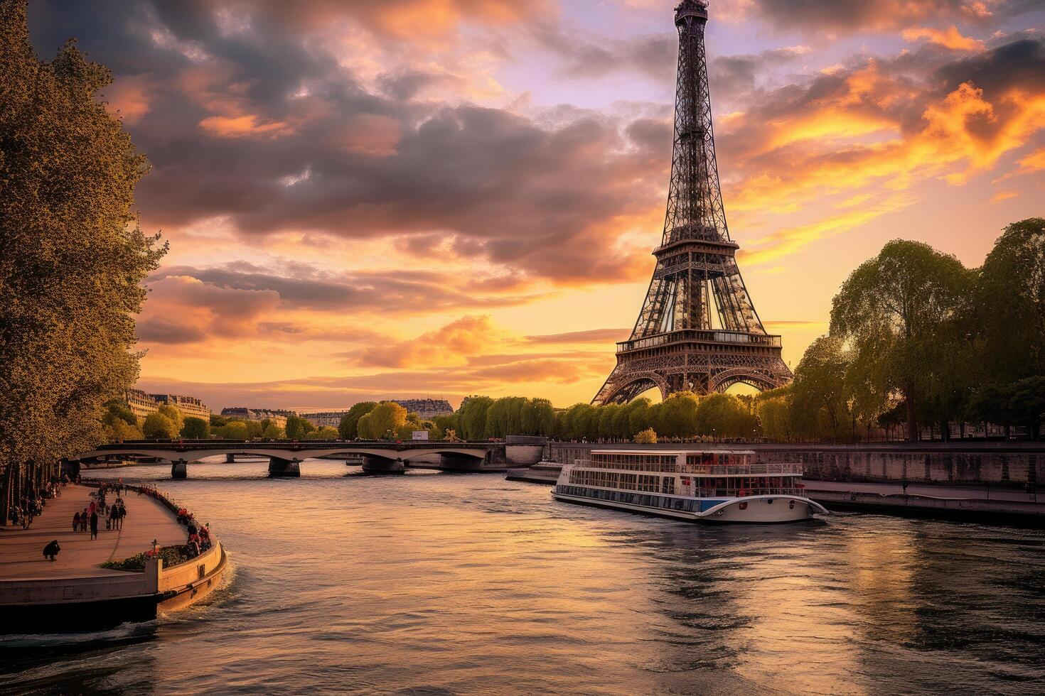 Eiffel Tower and Seine river at sunset, Paris, France, The Eiffel Tower ... Eiffel Tower and Seine river at sunset, Paris, France, The Eiffel Tower ...