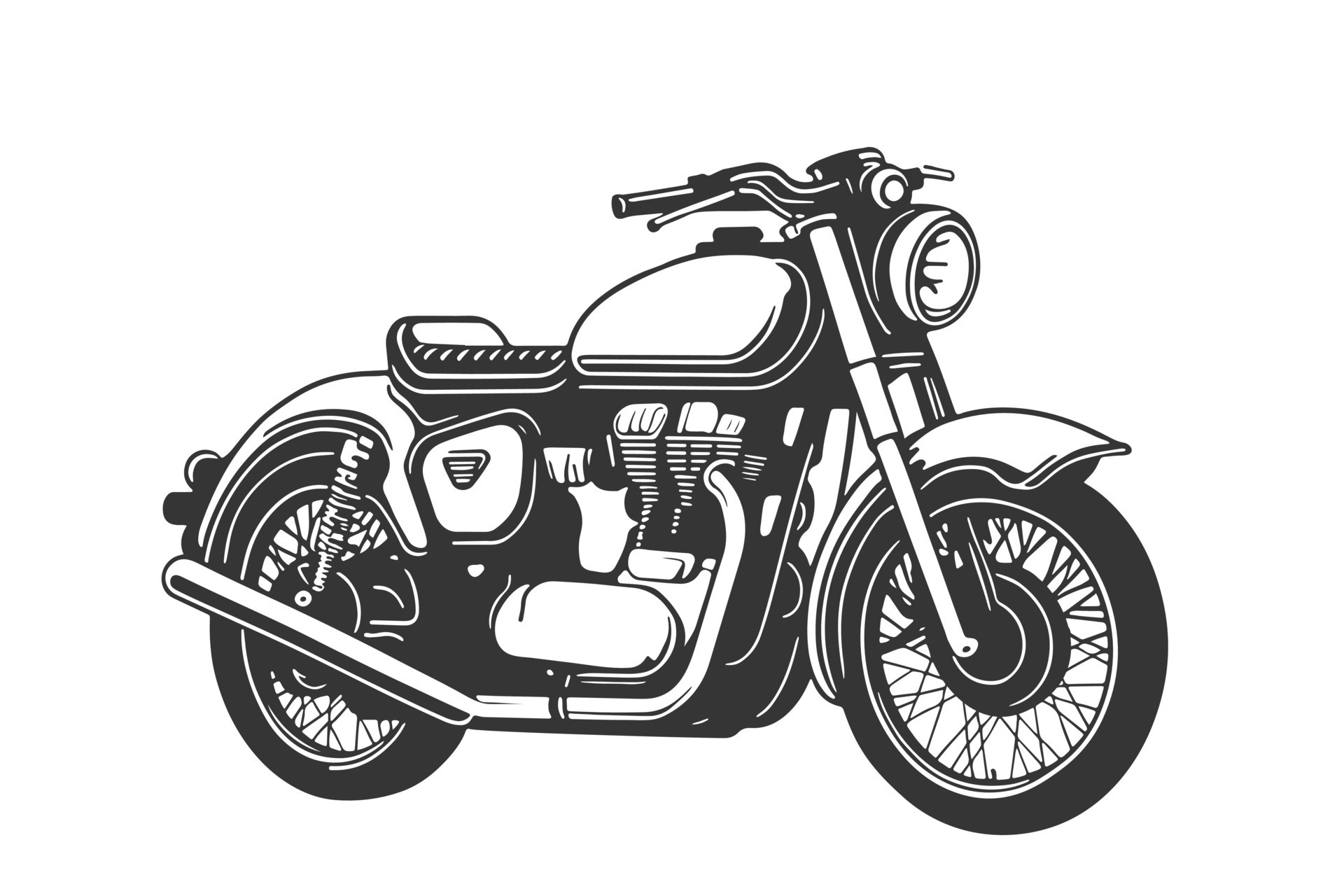Classic Motorcycle Vector Illustration Motor Bike For Logo Biker Club