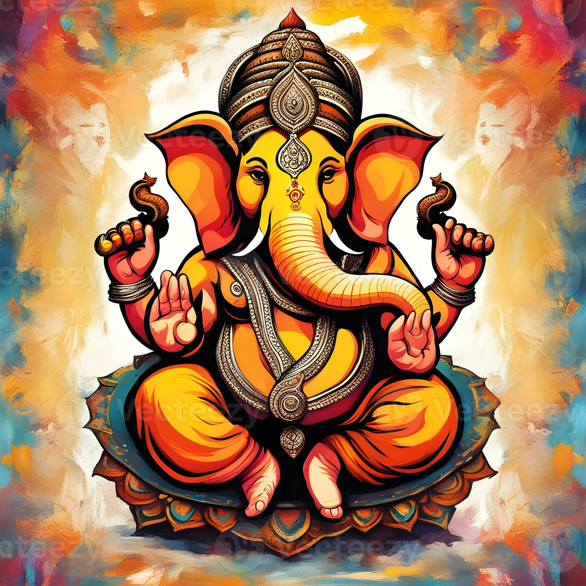 Ganesh--hindu-lord-Ganesha-on-decorative-background--Graphical-poster ...