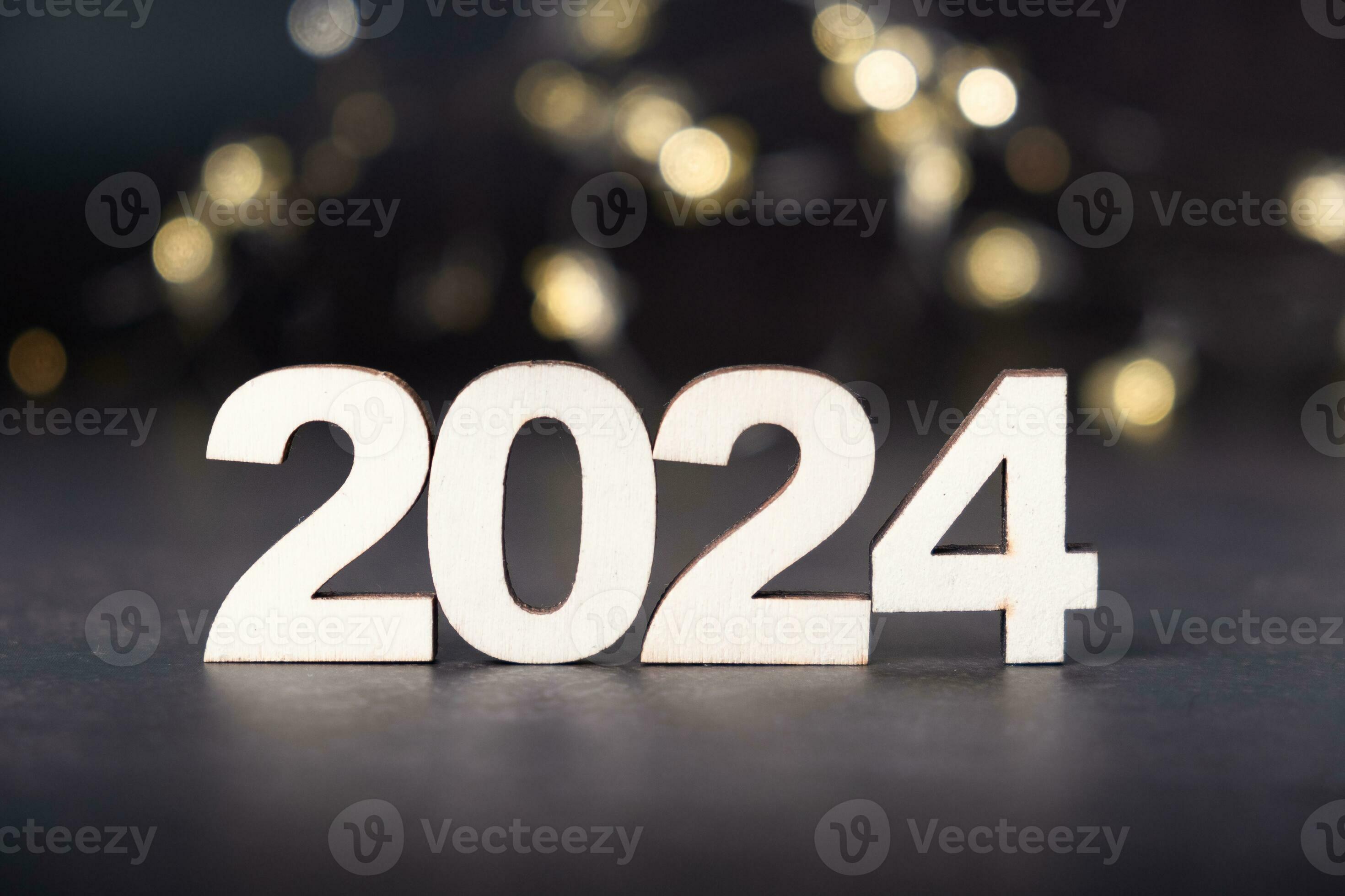 2024 wooden numbers with bokeh background. Happy new year 2024 concept 33193189 Stock Photo at ...