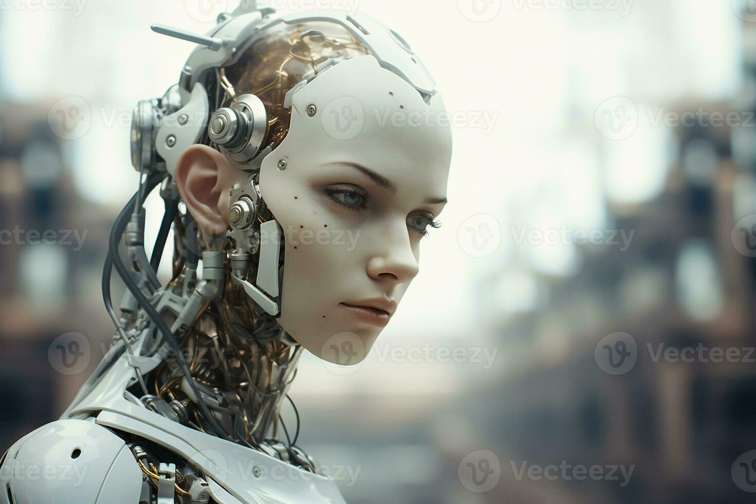 A robot face on building background. Artificial intelligence concept. AI Generated 33194093 ...