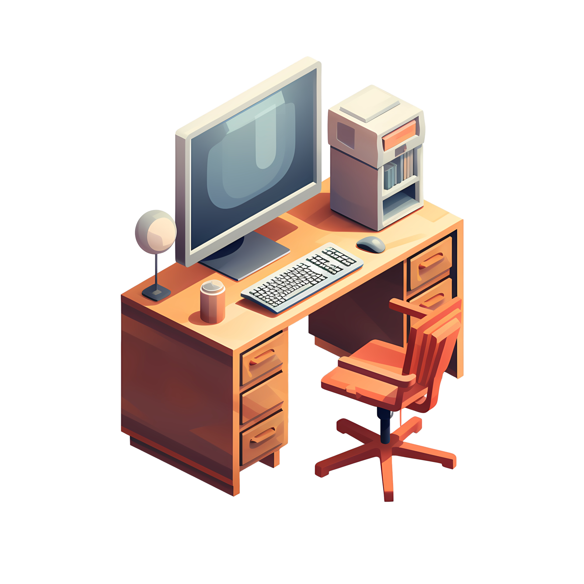 Ai Generated Computer Desk With Computer Monitor Keyboard Mouse And