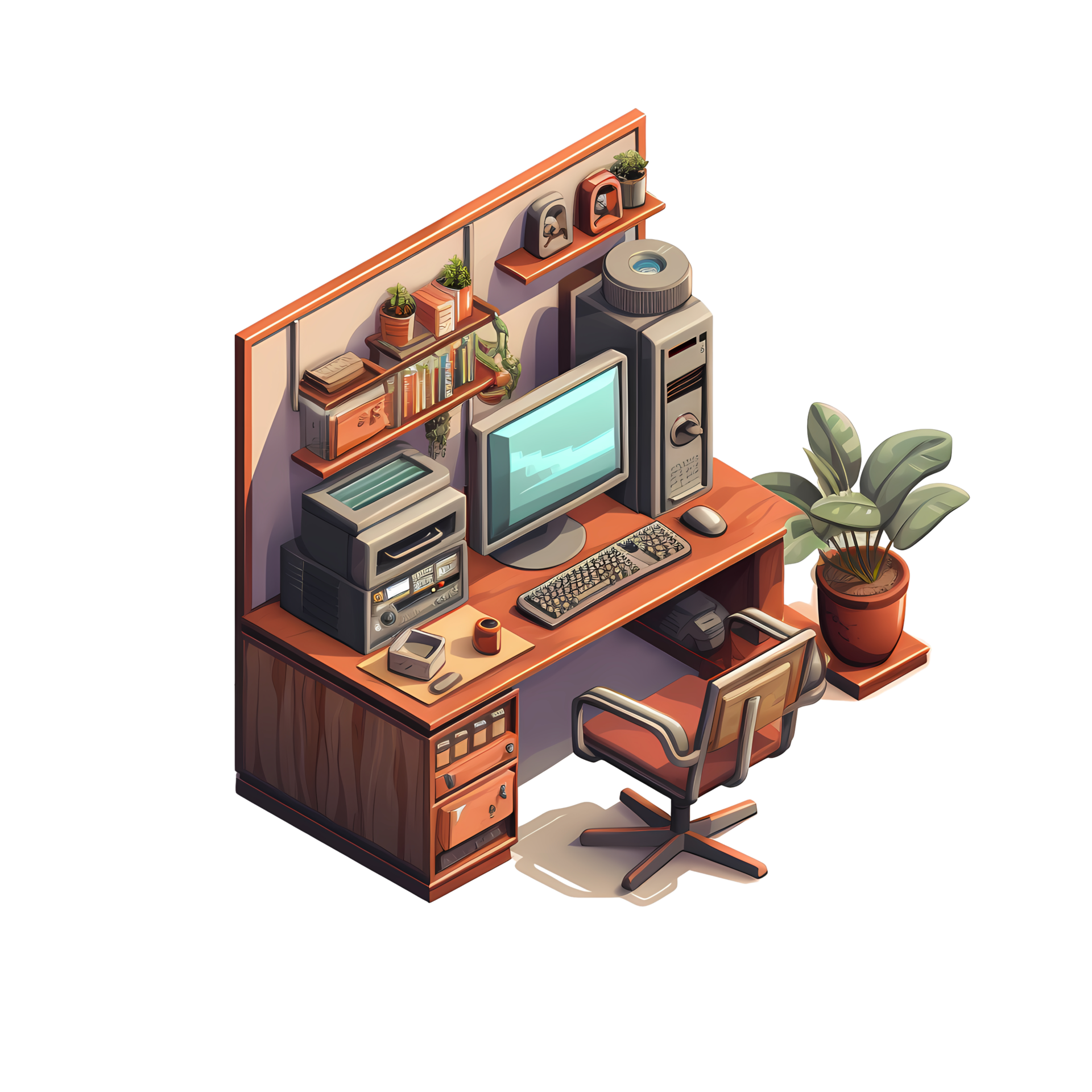 Ai Generated Computer Desk With Computer Monitor Keyboard Mouse And