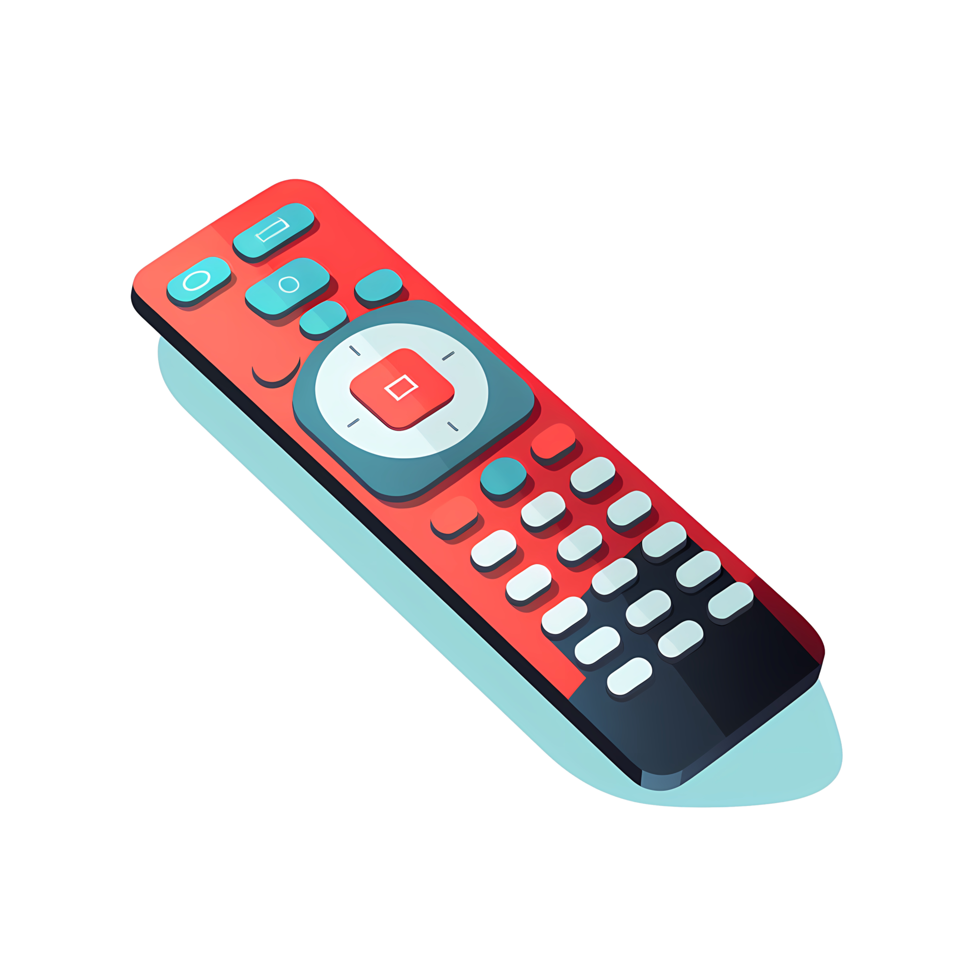 ai generado televisión remoto controlar icono, plano estilo, aislado en transparente ...