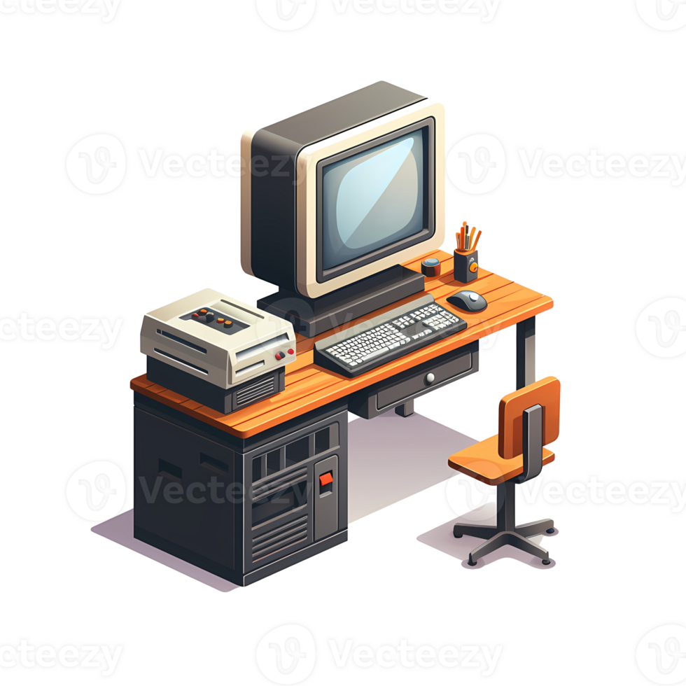 Ai Generated Computer Desk With Computer Monitor Keyboard Mouse And
