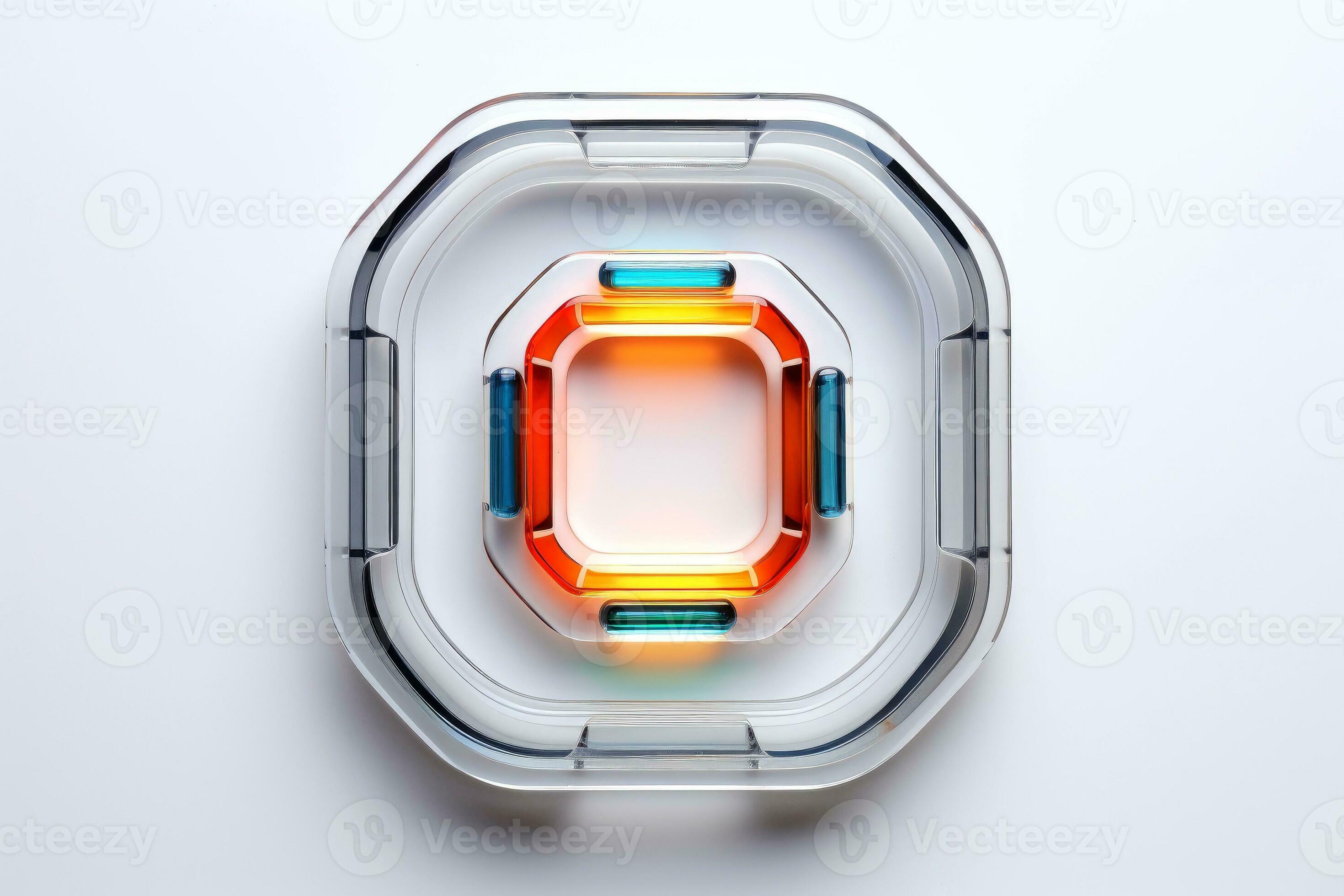 Abstract high tech multicolor button on white background, Generative AI ...