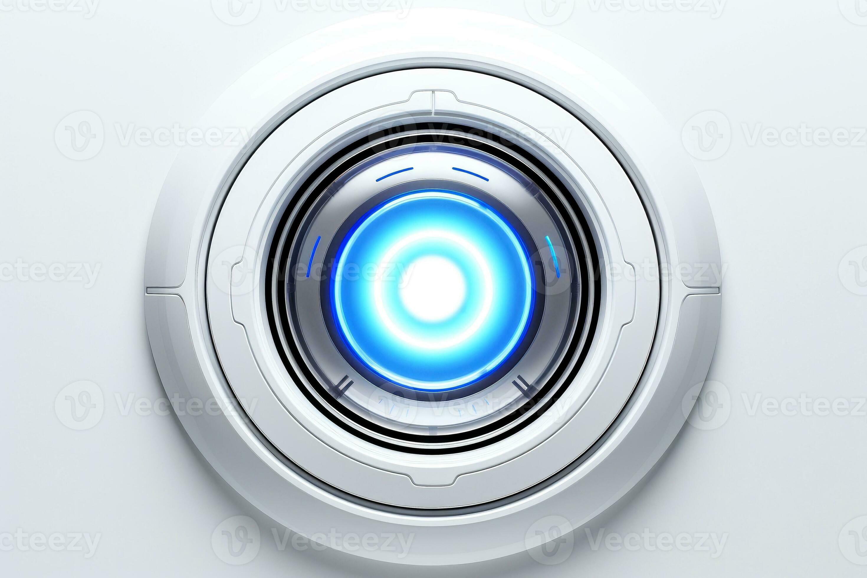 Abstract high tech multicolor button on white background, Generative AI ...