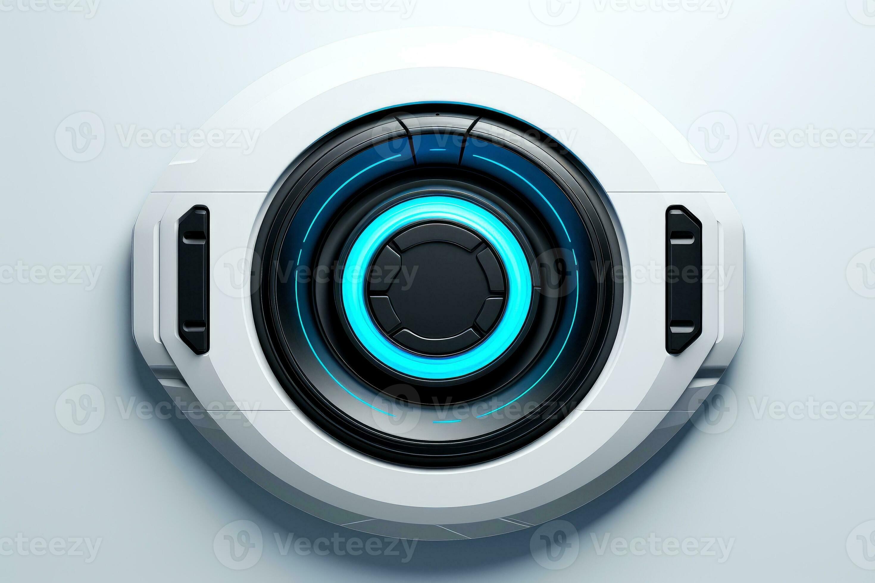 Abstract high tech multicolor button on white background, Generative AI ...