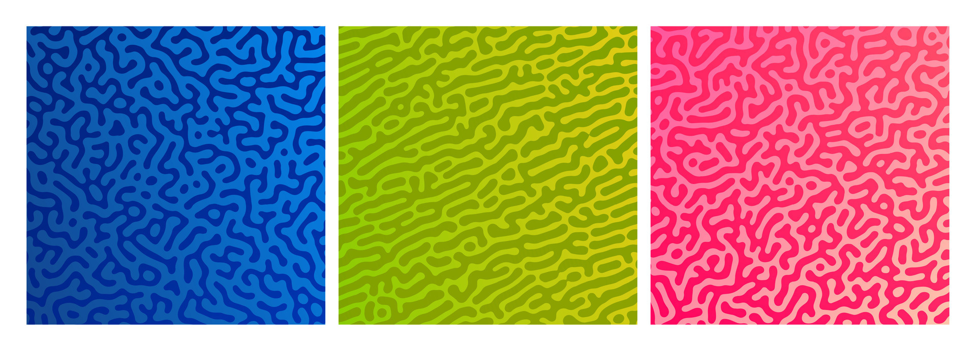 Set Of Three Colorful Turing Reaction Gradient Backgrounds Abstract