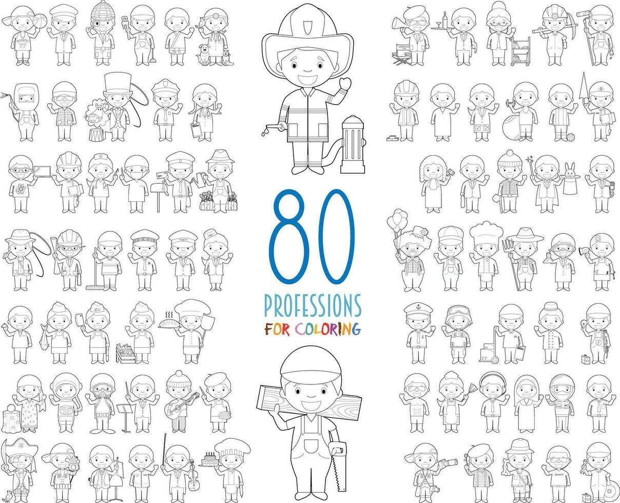 Kids Vector Characters Collection. Set of 80 different professions for ... Kids Vector Characters Collection. Set of 80 different professions for ...
