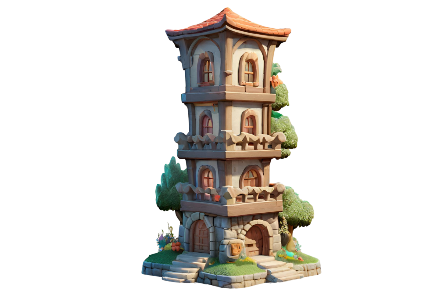 Cartoon Home Mage Tower Cartoon Background High Quality 3d Render Ai Generative 33228862 Png