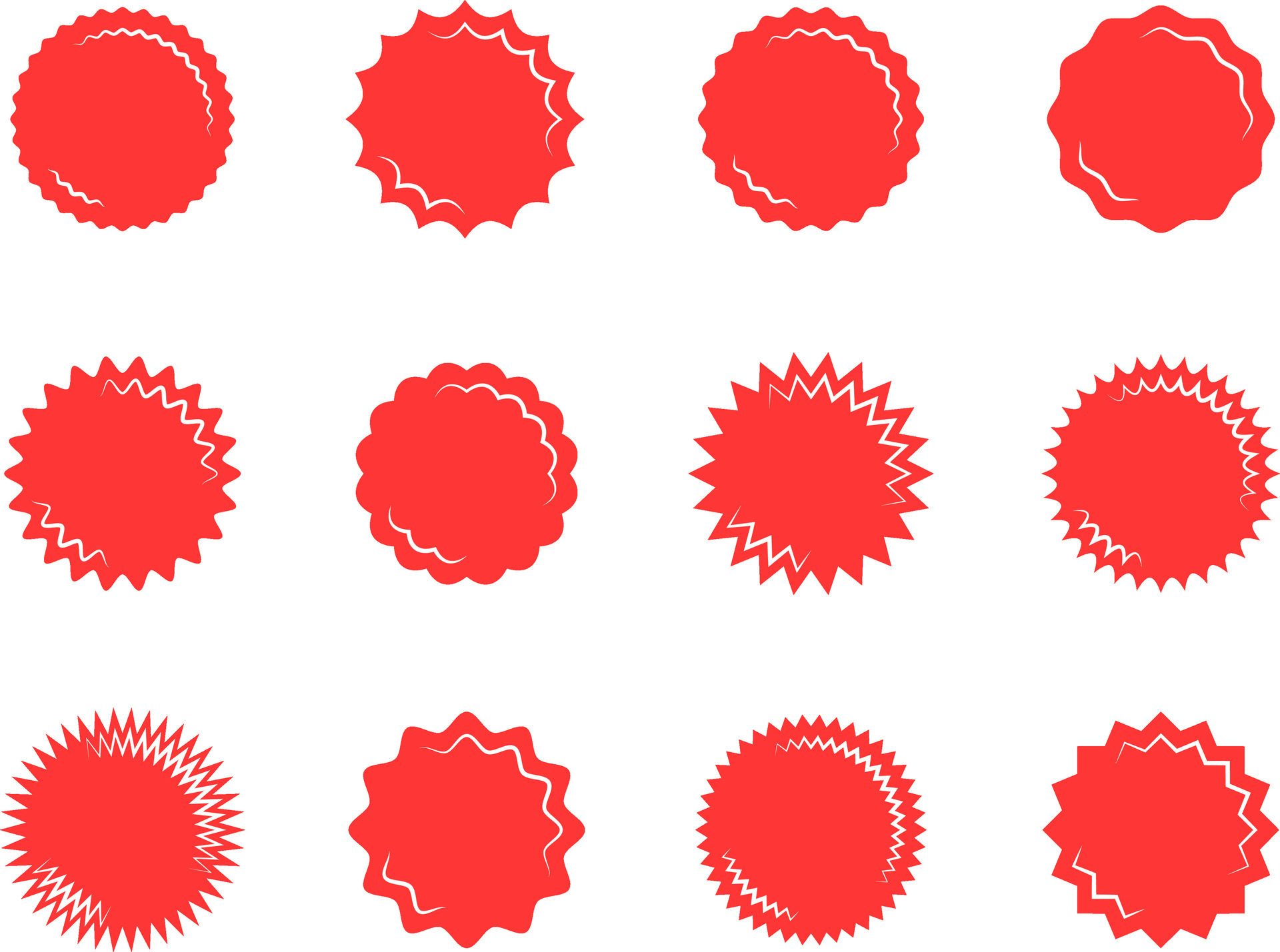 Set of round red stamps, badges and banners, vector illustration ...