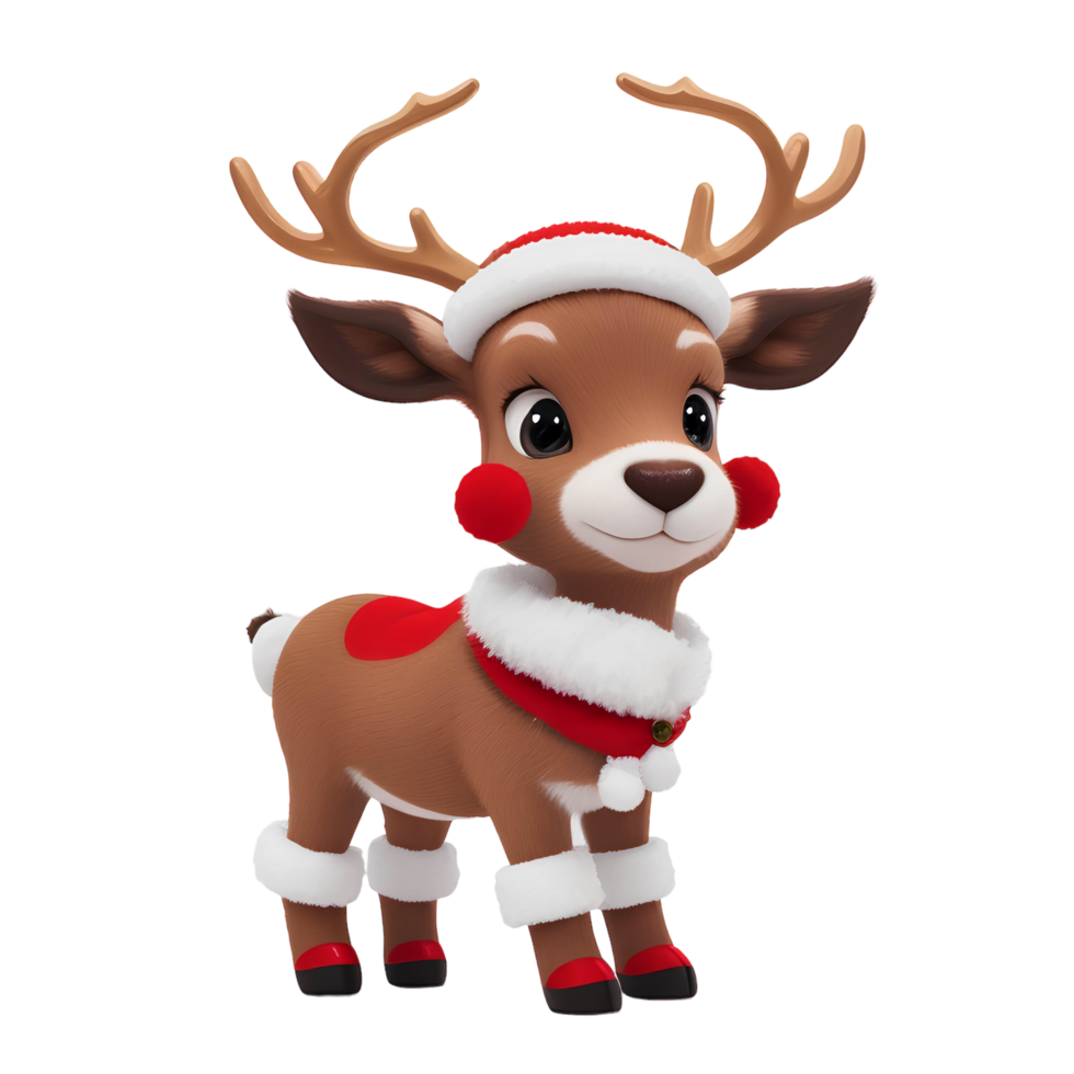 Ai Generative Cartoon Reindeer In Christmas 33230896 Png