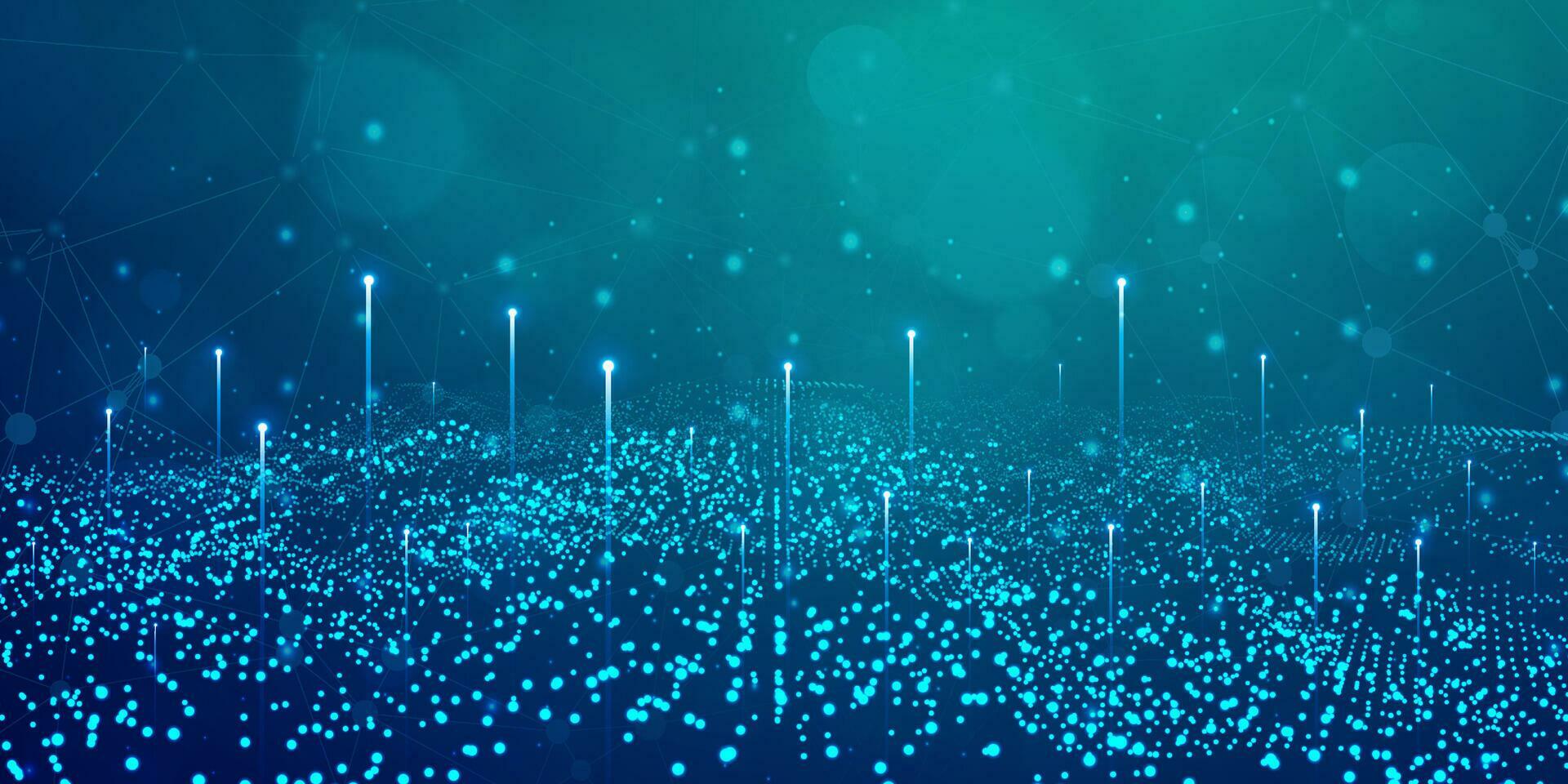 Digital technology internet network speed connection blue green ...