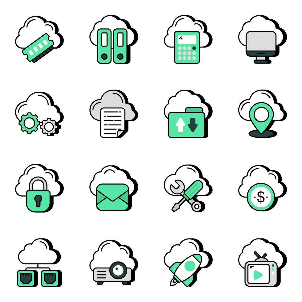 Pack of Cloud Computing Flat Icons 33234045 Vector Art at Vecteezy