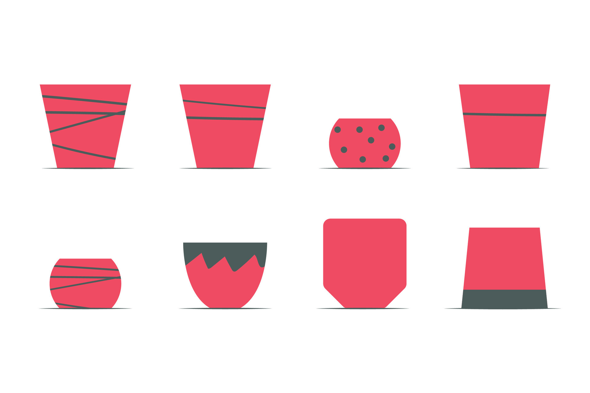 Empty flower pots set vector design illustration isolated on white ... Empty flower pots set vector design illustration isolated on white ...