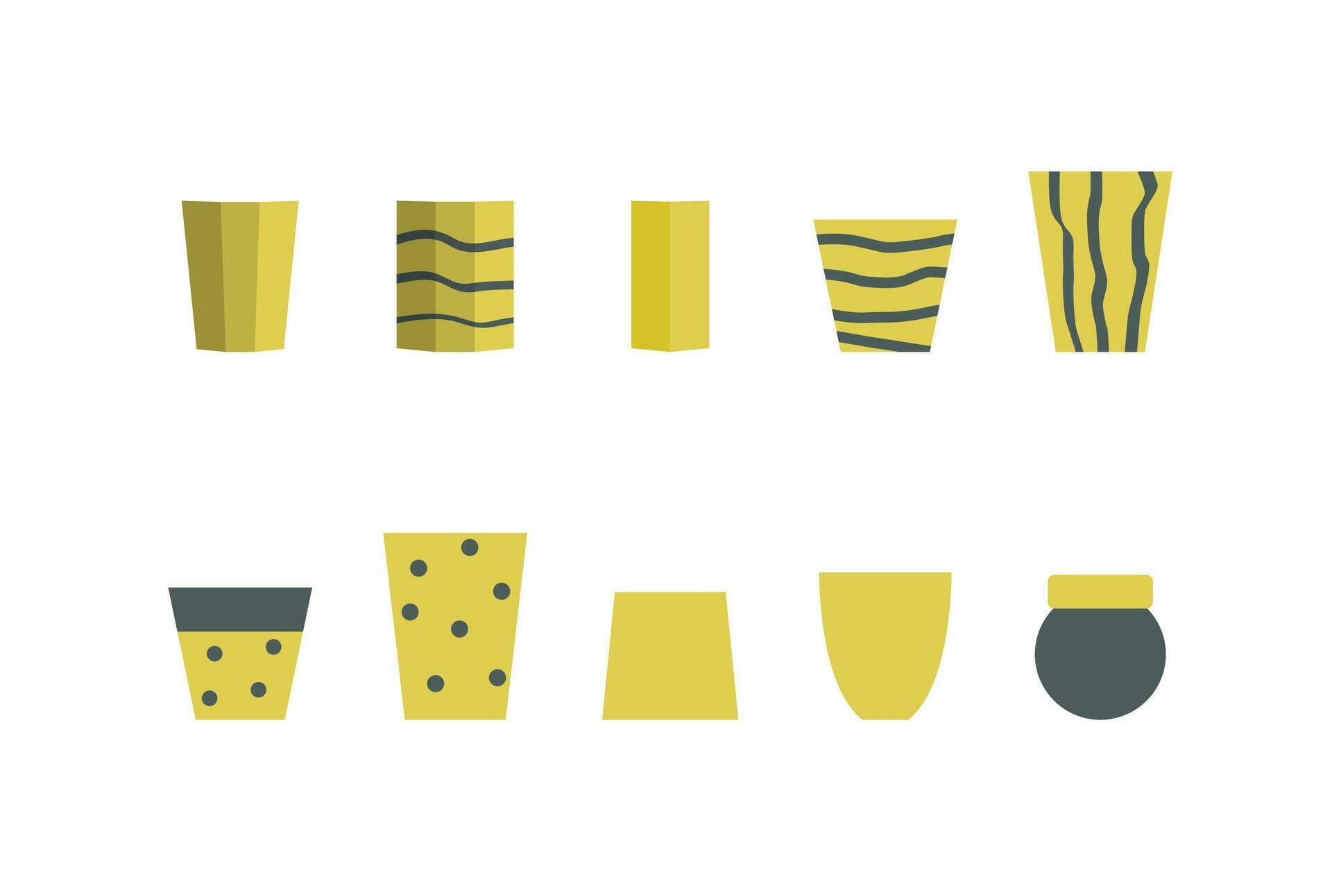 Empty flower pots set vector design illustration isolated on white ... Empty flower pots set vector design illustration isolated on white ...