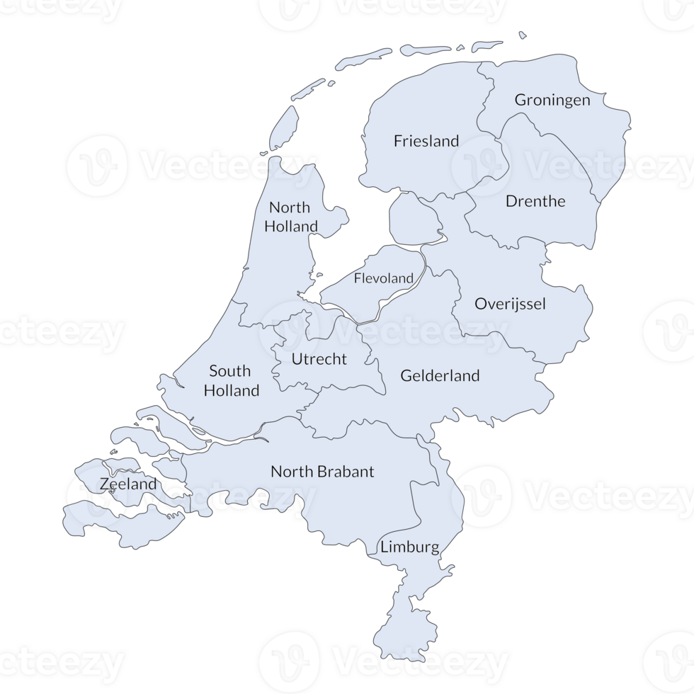 Netherlands Map Map Of Holland In Administrative Regions 33235270 Png