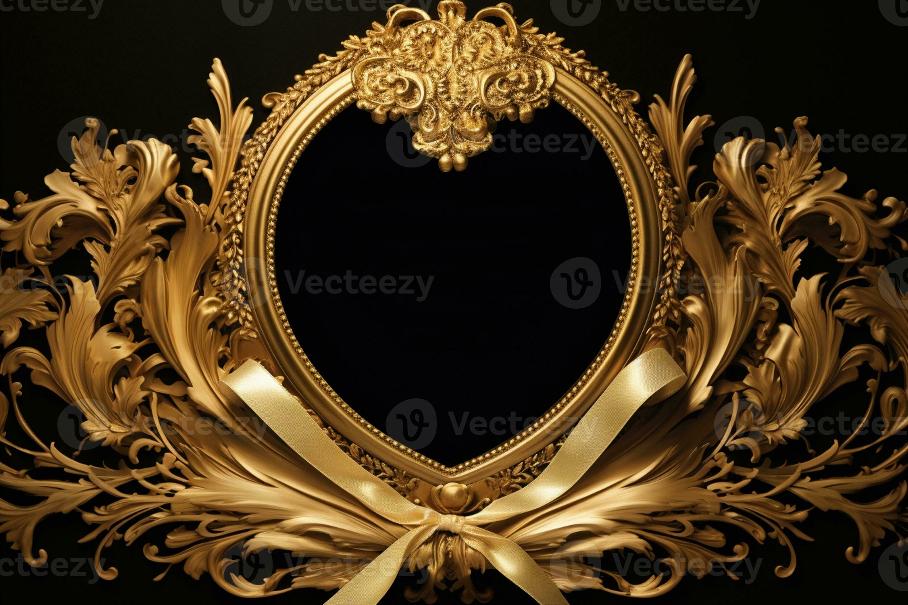 AI Generated Golden Frame Design on Black with copy space 33236062 ...