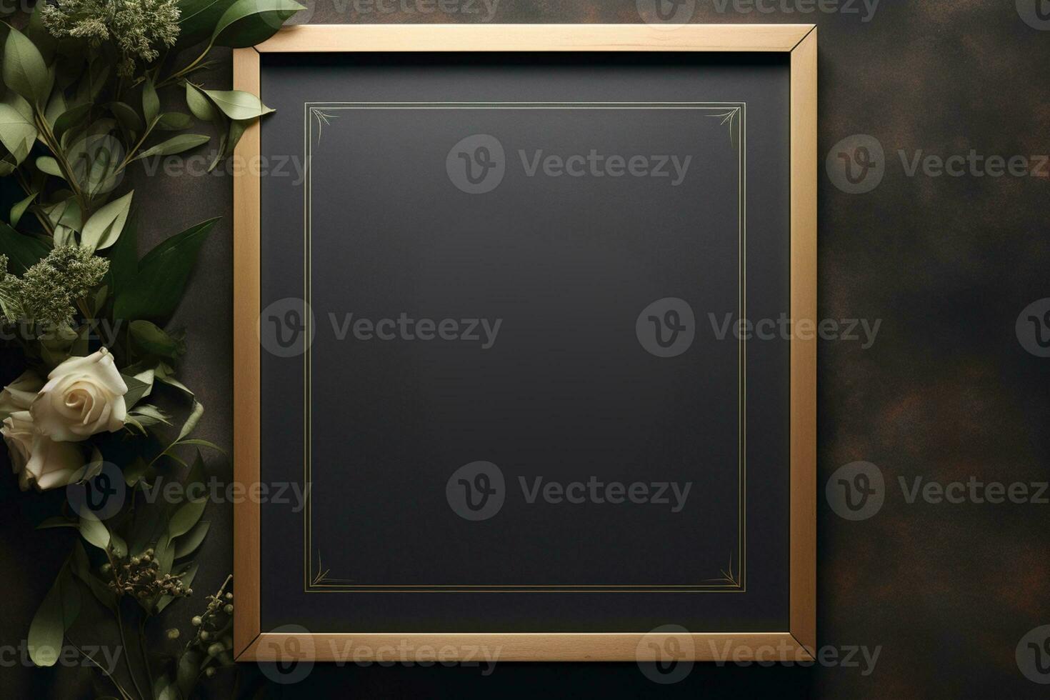 AI Generated Golden frame on black 33236890 Stock Photo at Vecteezy