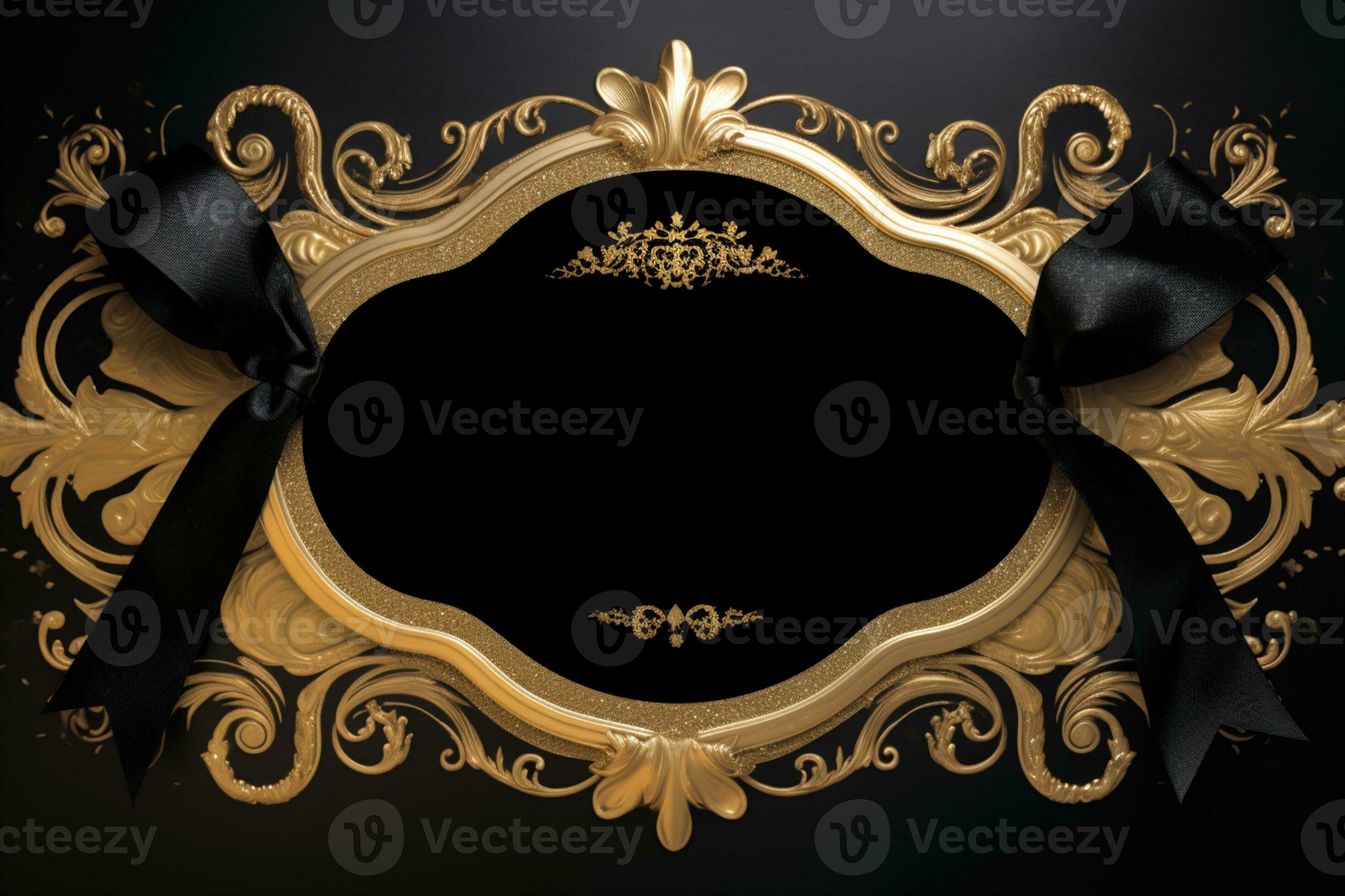 AI Generated Golden Frame Design on Black with copy space 33237047 ...