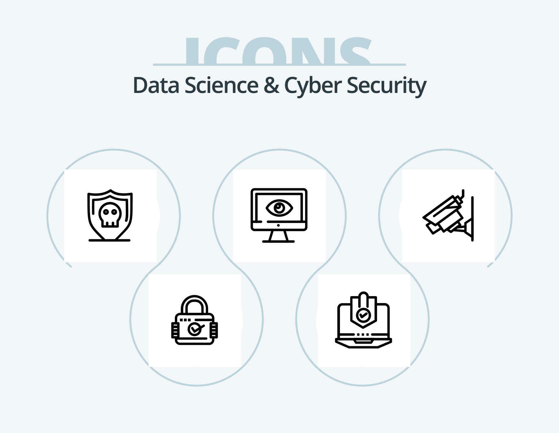 Data Science And Cyber Security Line Icon Pack 5 Icon Design E Mail Cam Ddos Secure Camera