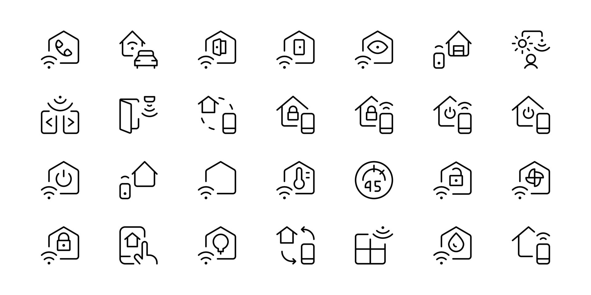 Smart Home Icon Set Collection Of Smart House With Automation Control System Vector