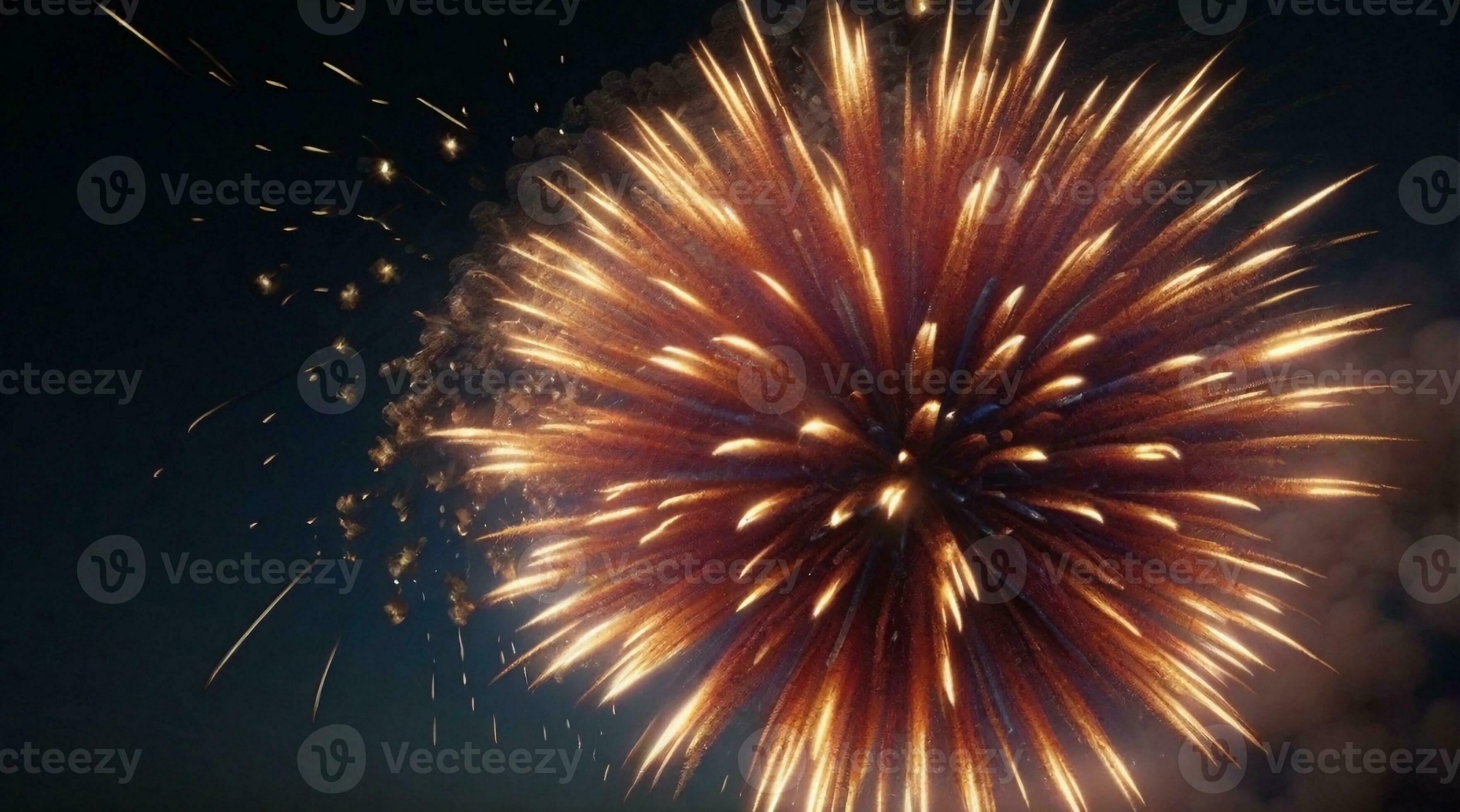 A close-up shot of a single exploding firework capturing its intricate ...