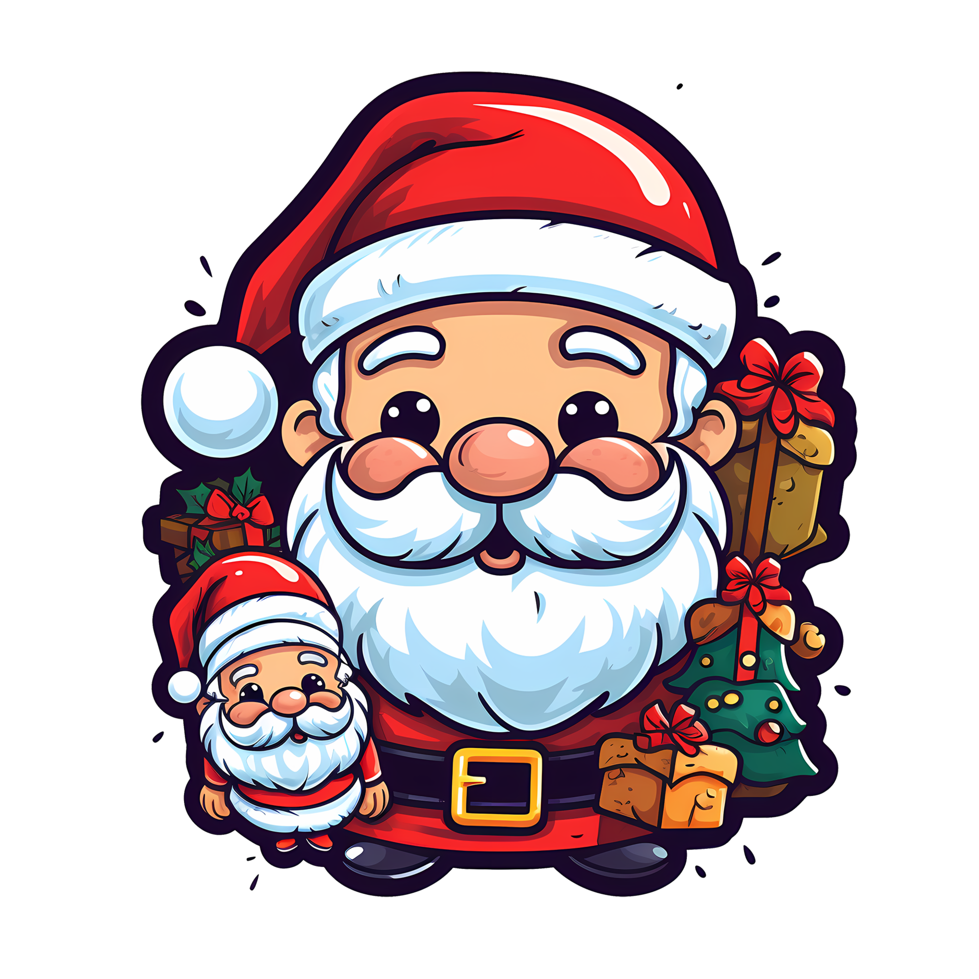 Cartoon Christmas Sticker Santa Claus T Sticker Ai Generative 33254503 Png