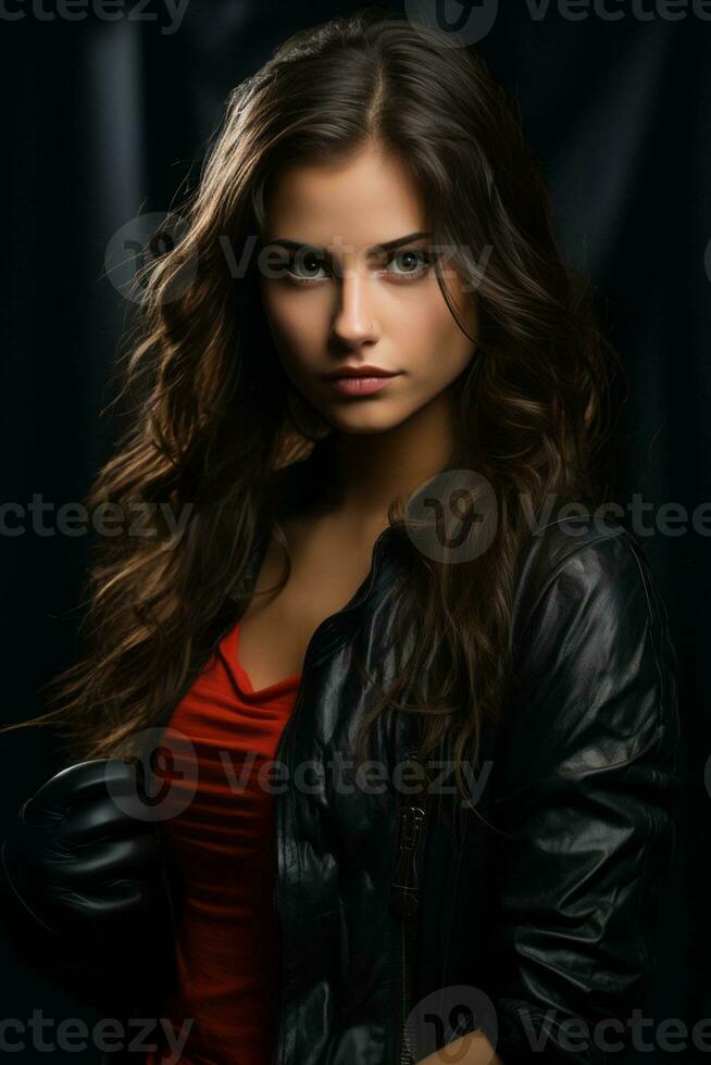 Beautiful young long hair woman, created with generative AI 33257309 ...