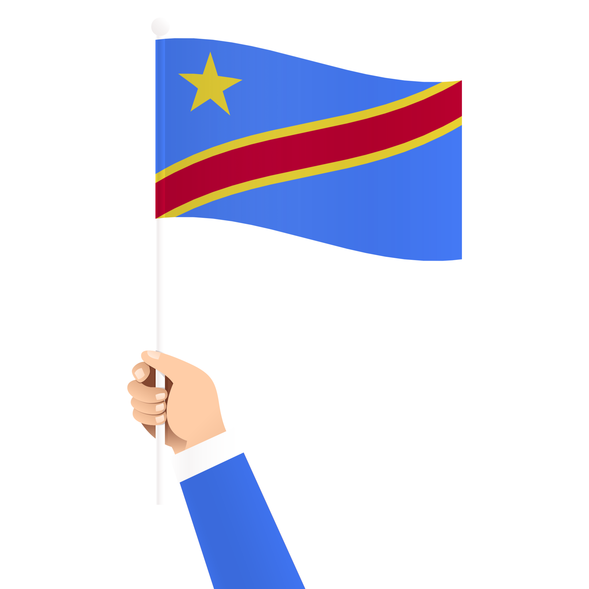 Hand Holding Congo Democratic Republic National Flag Isolated