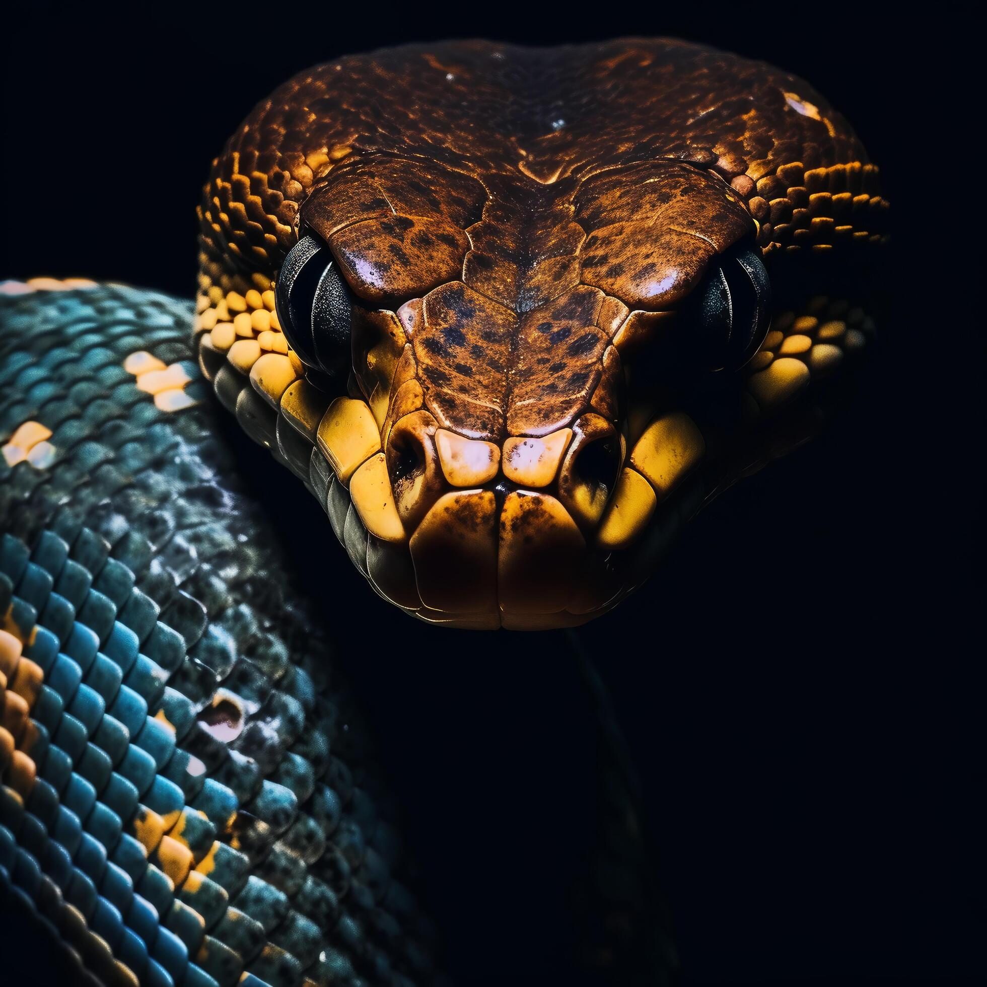 close-up portrait of a snake's face in detail, generative ai 33264094 ...