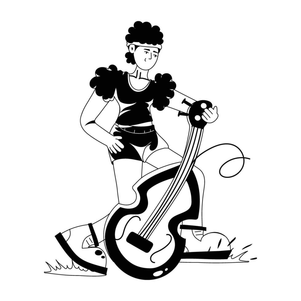 Trendy Bass Player 33267520 Vector Art At Vecteezy