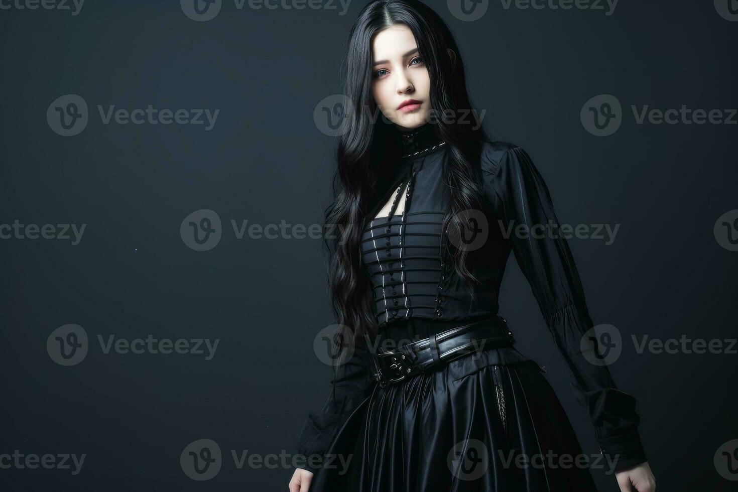 A gothic goddess woman wearing black clothes full body shot.AI generative 33268057 Stock Photo ...