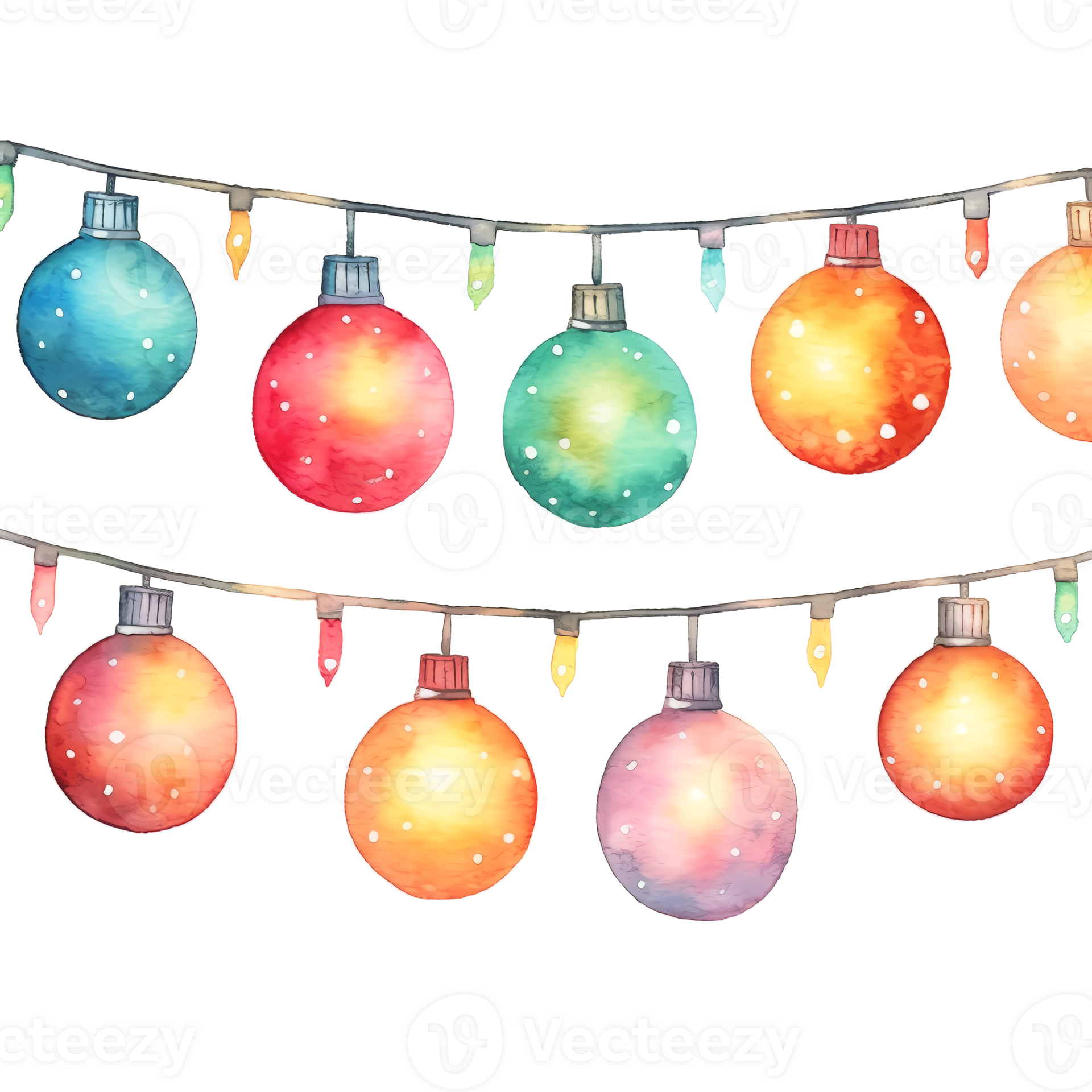 Watercolor Christmas balls garlands. Holiday balls garlands Clipart ...