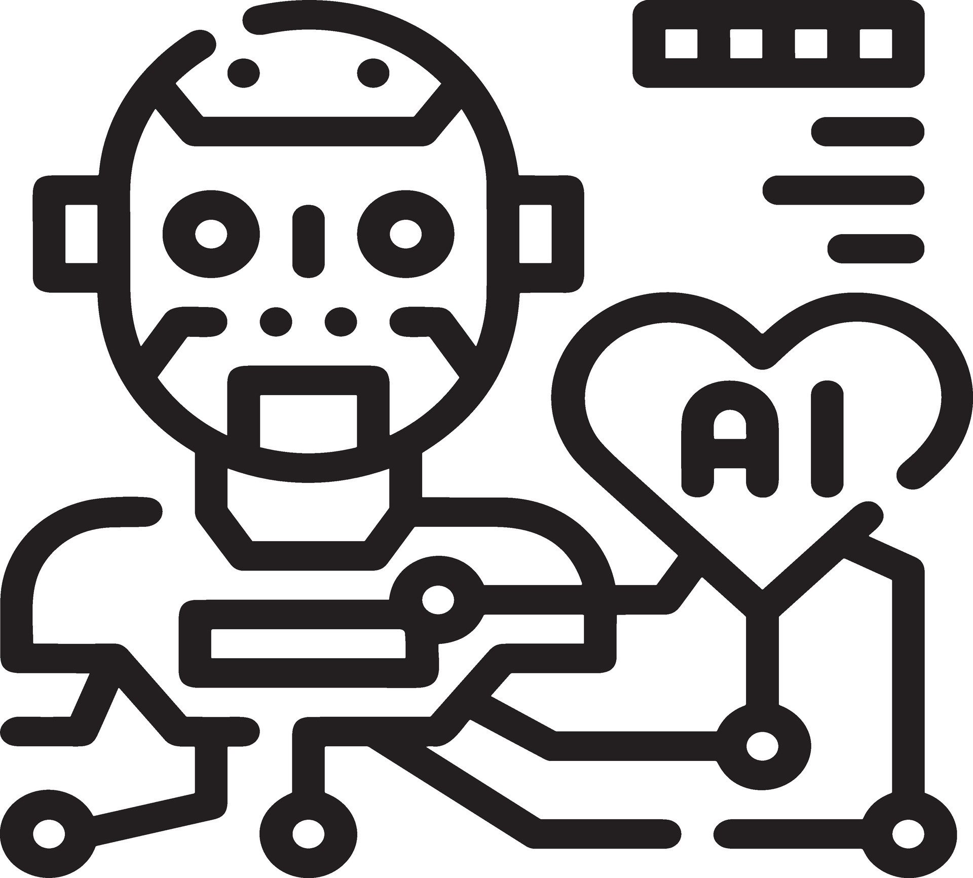 Artificial Intelligence icon symbol vector image. Illustration of the brain robot learning human ...