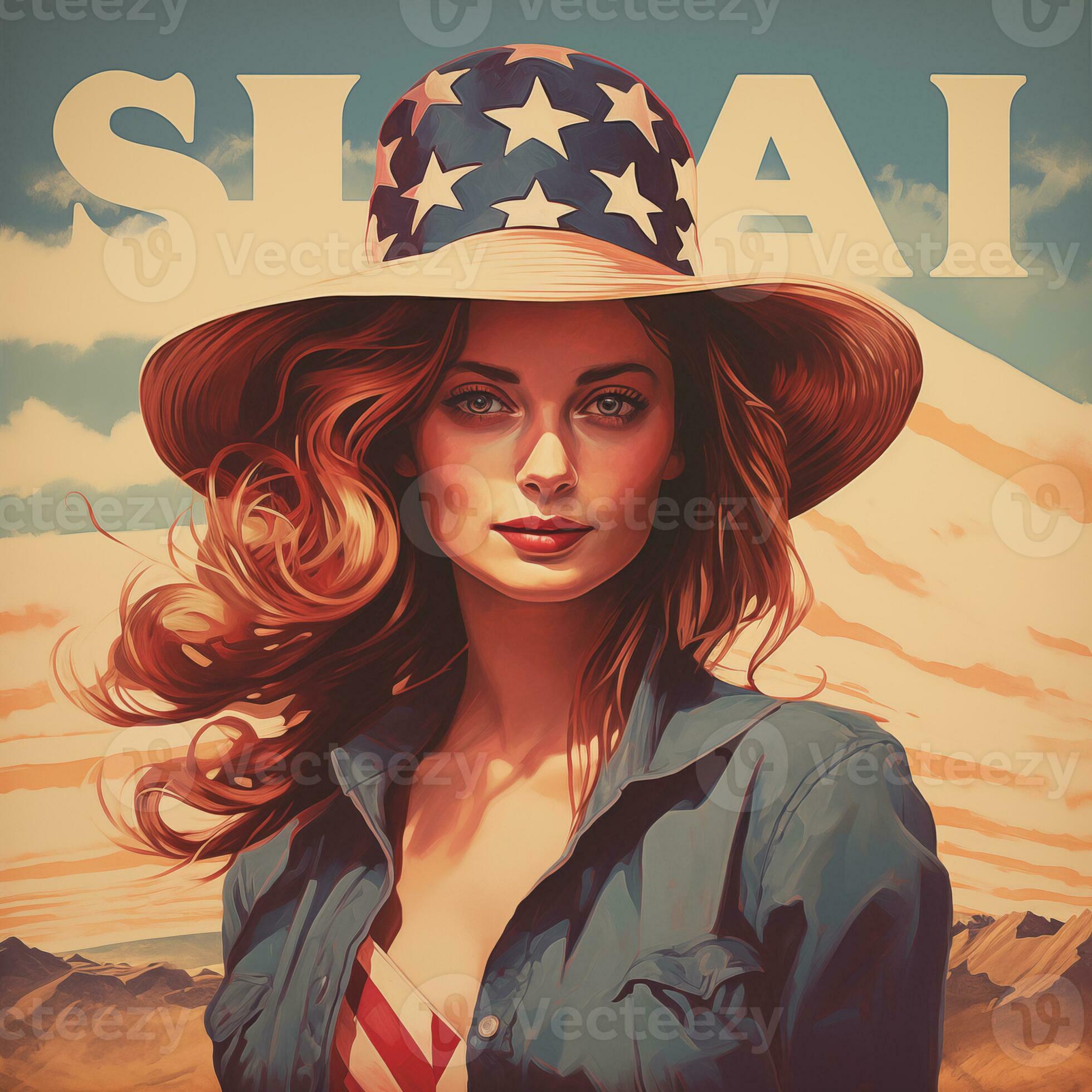 American vintage poster. USA, independence day, flag. AI generated ...