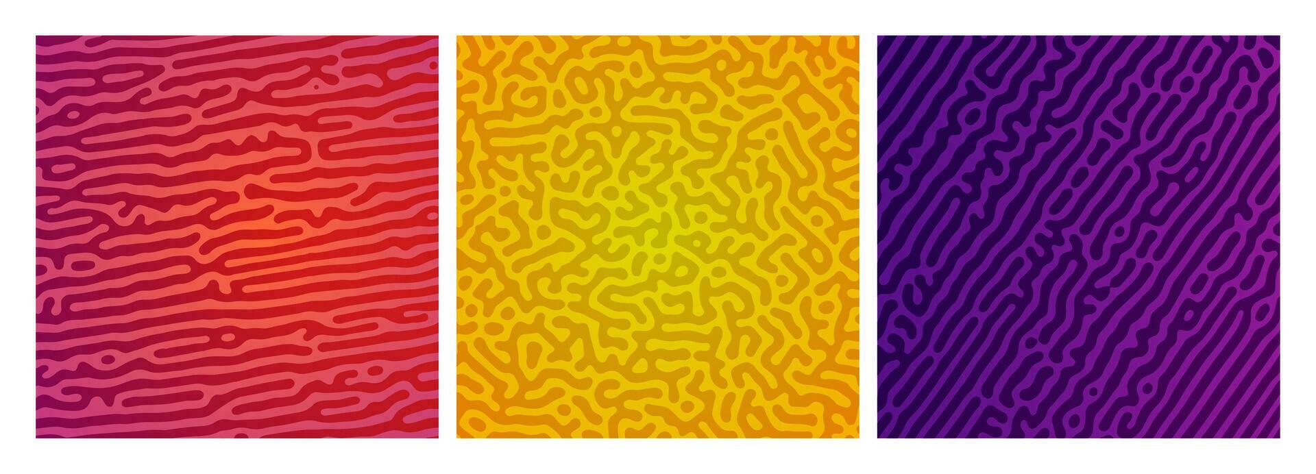 Set Of Three Colorful Turing Reaction Gradient Backgrounds Abstract