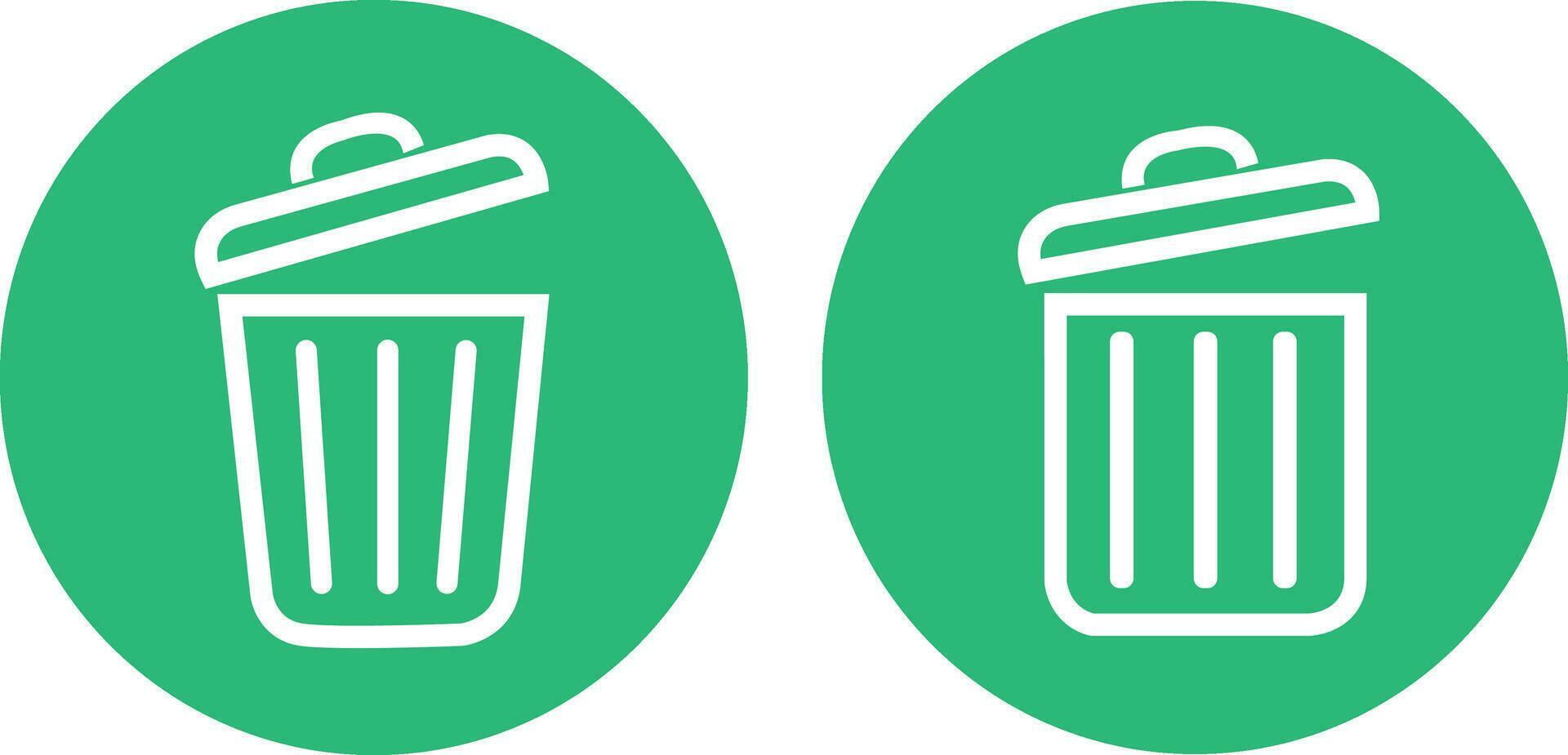 green Bin icon set. Trash can collection. Trash icons set. Web icon ...